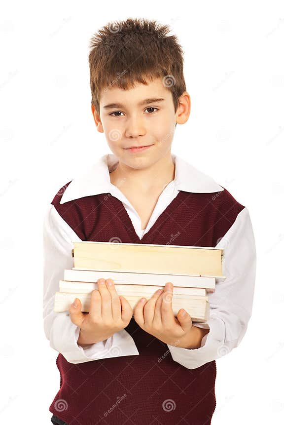 Student boy carrying books stock image. Image of hold - 27583673