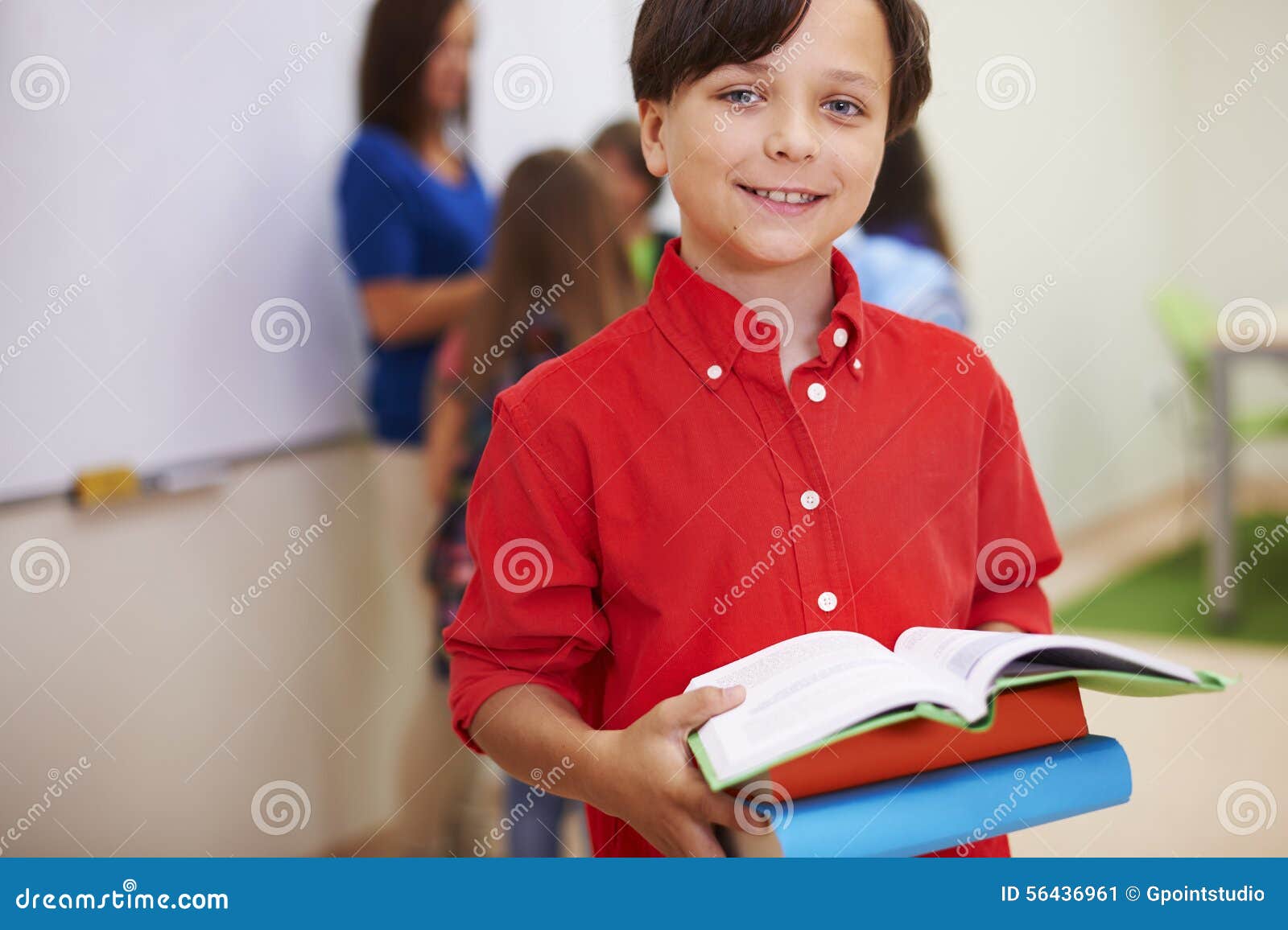 Student Boy in the Classroom Stock Image - Image of friends, books ...