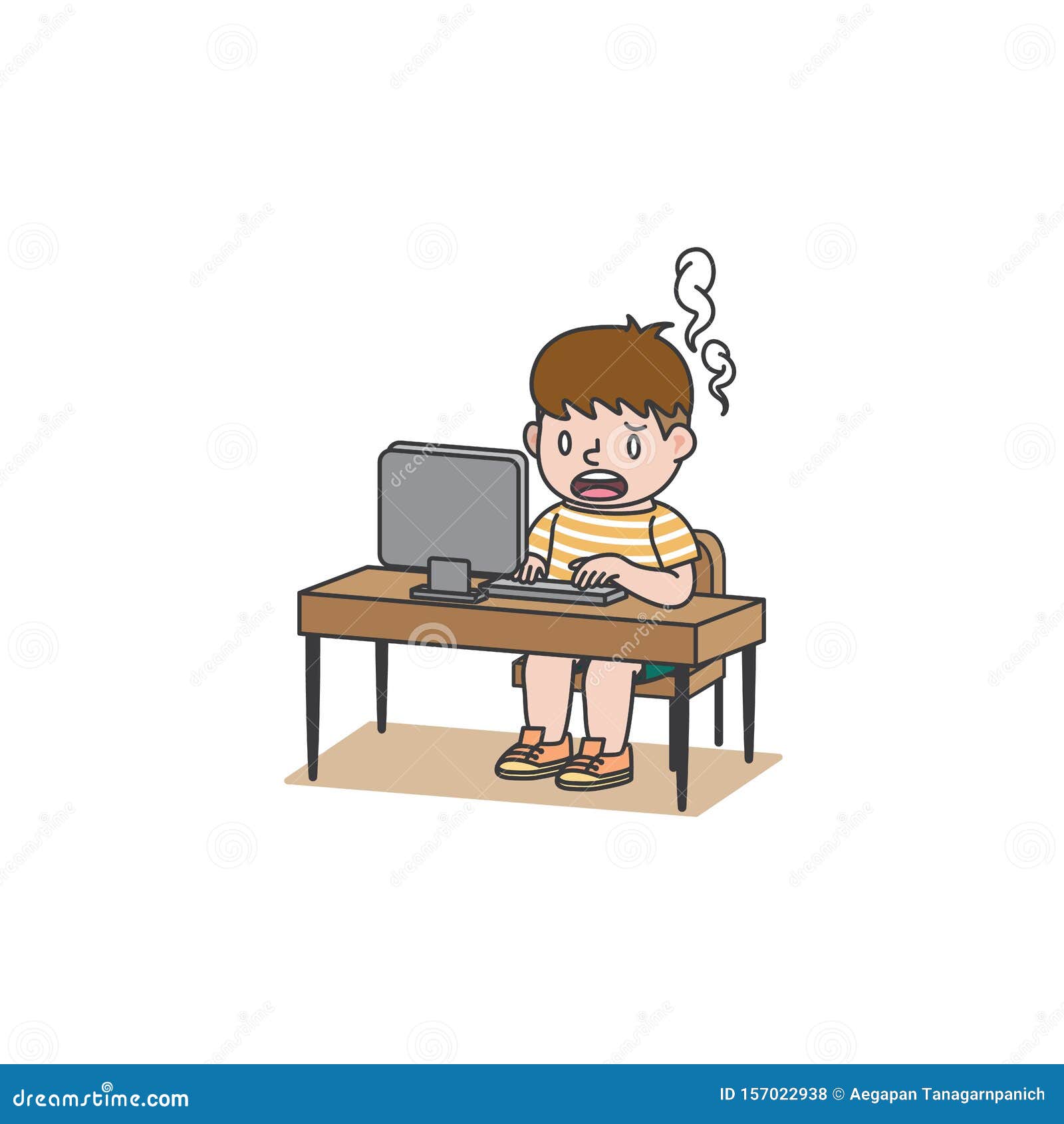 The Student Boy Exhausted or Uses Computer Too Much or Got the Problem ...