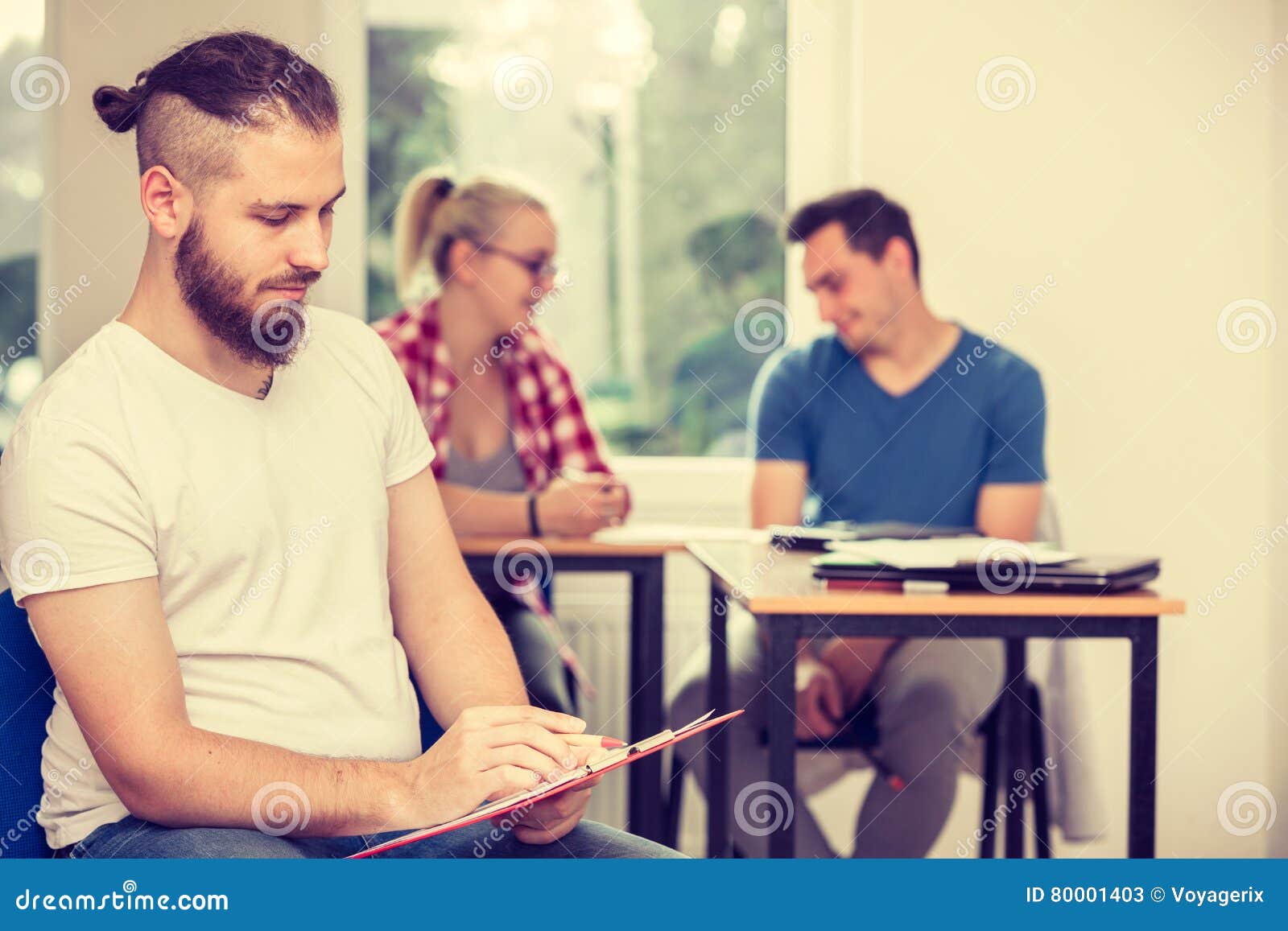 Student Boy in Front of Her Mates in Classroom Stock Image - Image of ...
