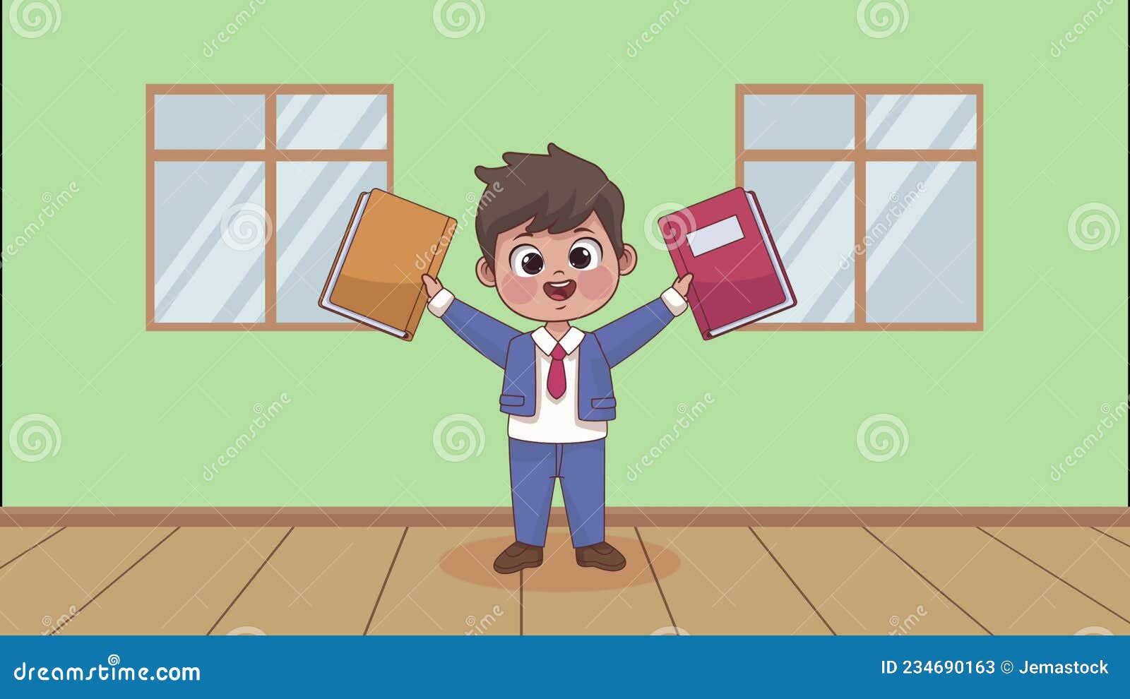 Student Boy with Notebooks Animation Stock Video - Video of young ...