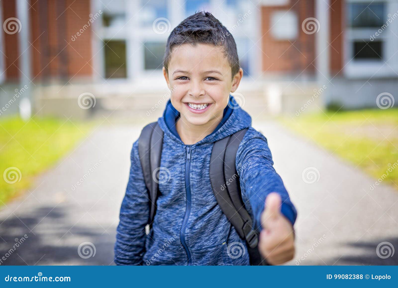 Student Outside School Standing Smiling Stock Photo - Image of outside ...