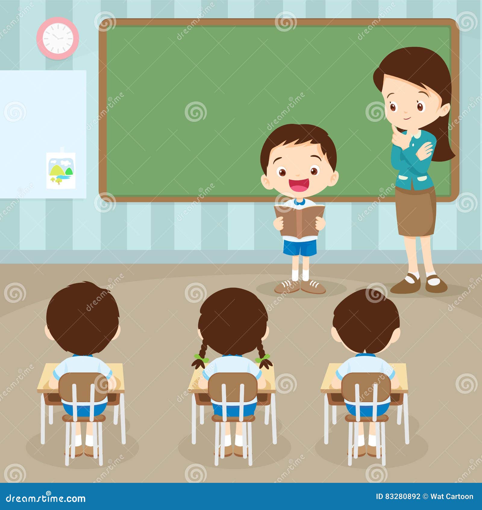 Student Boy Reading Book in Classroom Pages Stock Vector - Illustration ...