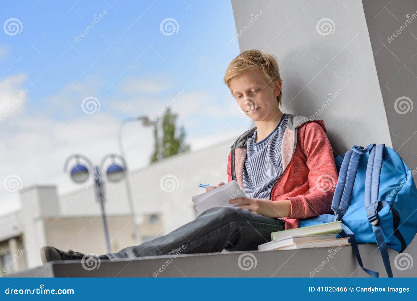 Student Boy Studying at University Campus Stock Photo - Image of ...