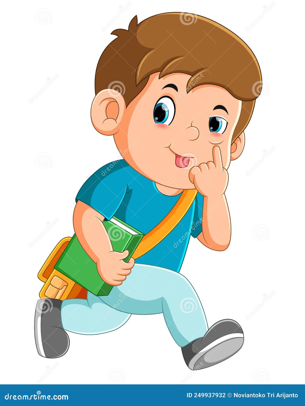 The Student Boy is Walking and Mocking the Friend with the Silly Face ...