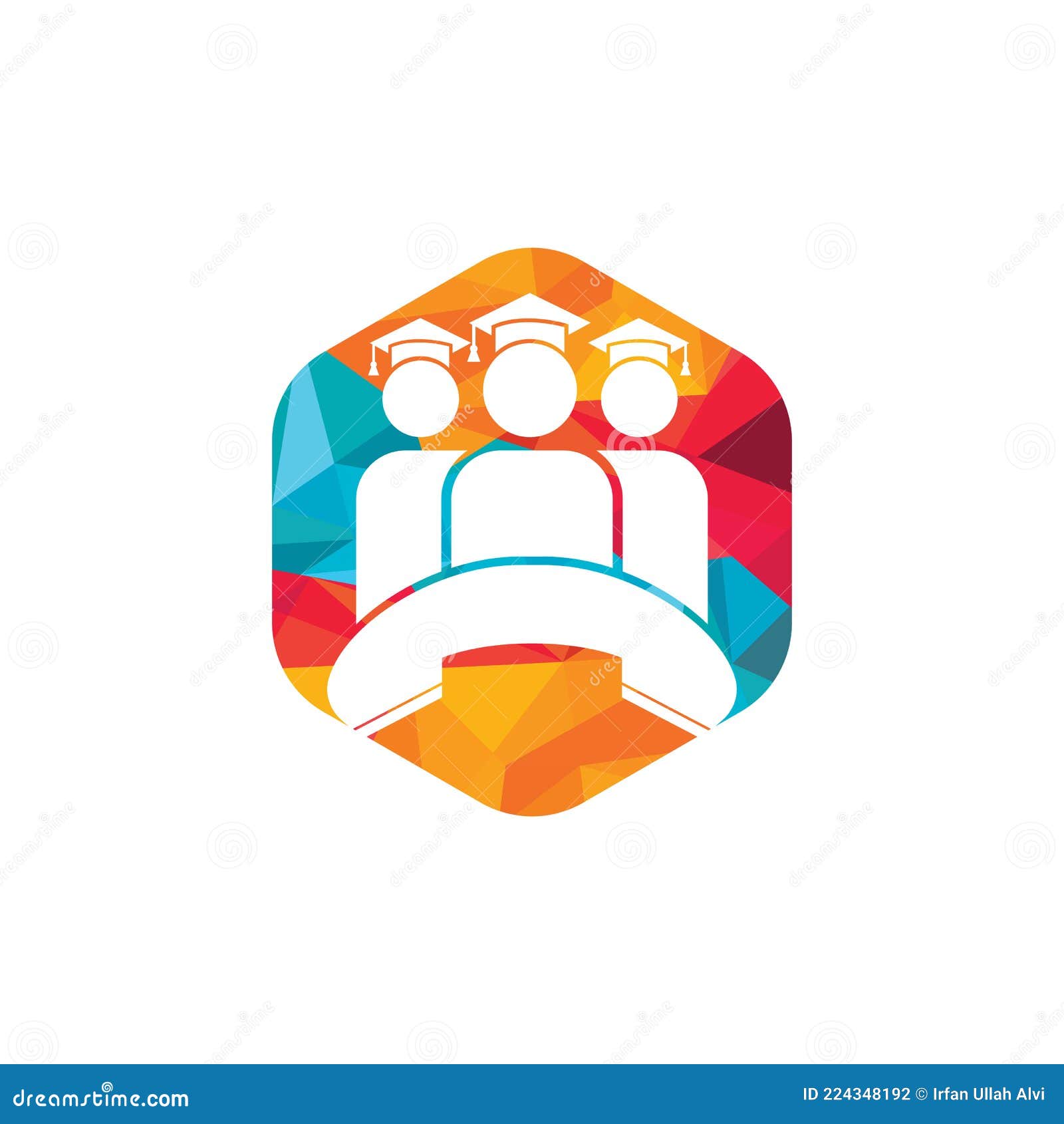 Student Call Vector Logo Design Template. Students and Handset Icon ...