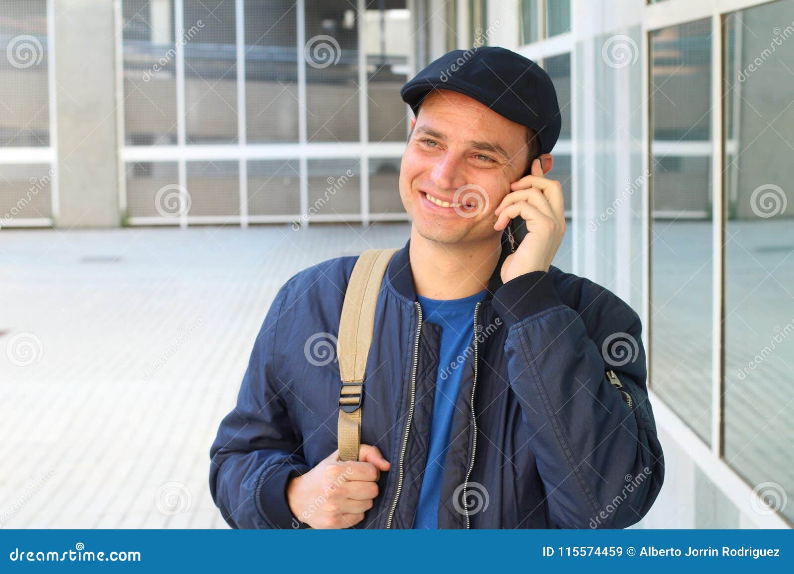 Student Calling by Phone on Campus Stock Image - Image of calling ...