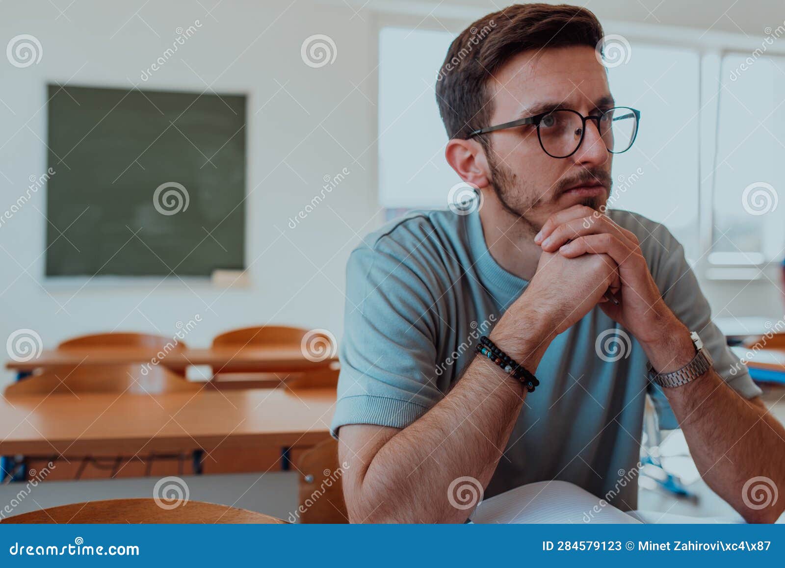 The Student Carefully Follows the Lessons in a Modern Classroom Stock ...