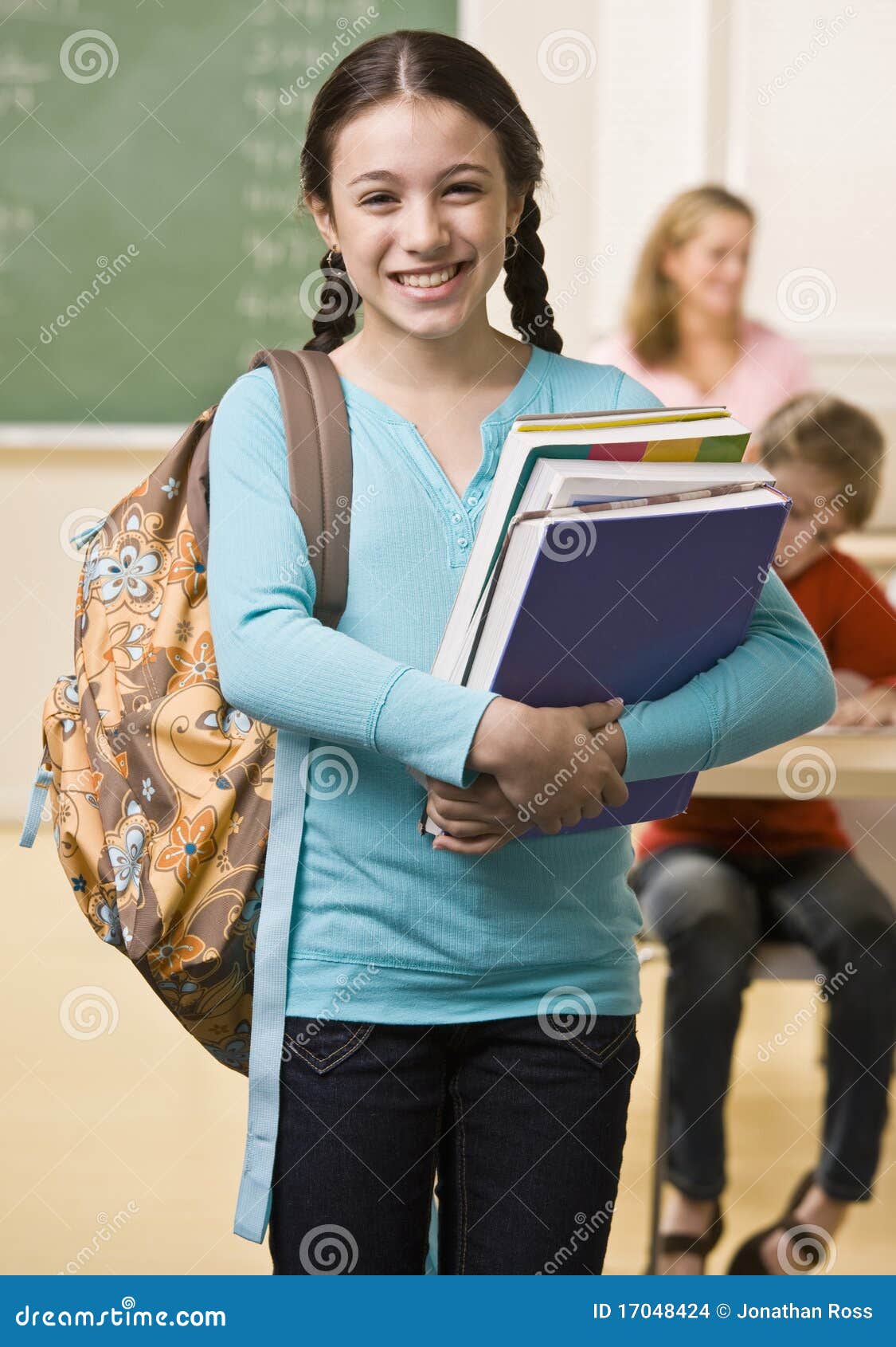 Student Carrying Backpack and Books Stock Photo - Image of happy ...