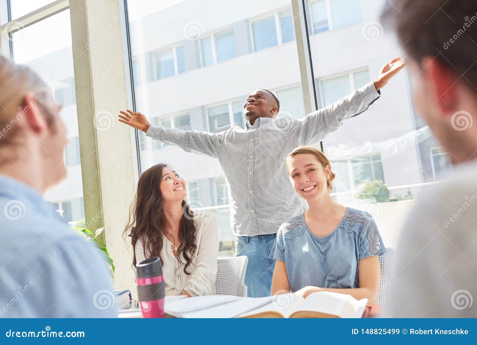 Student Celebrates he Passed Exam Stock Image - Image of group ...