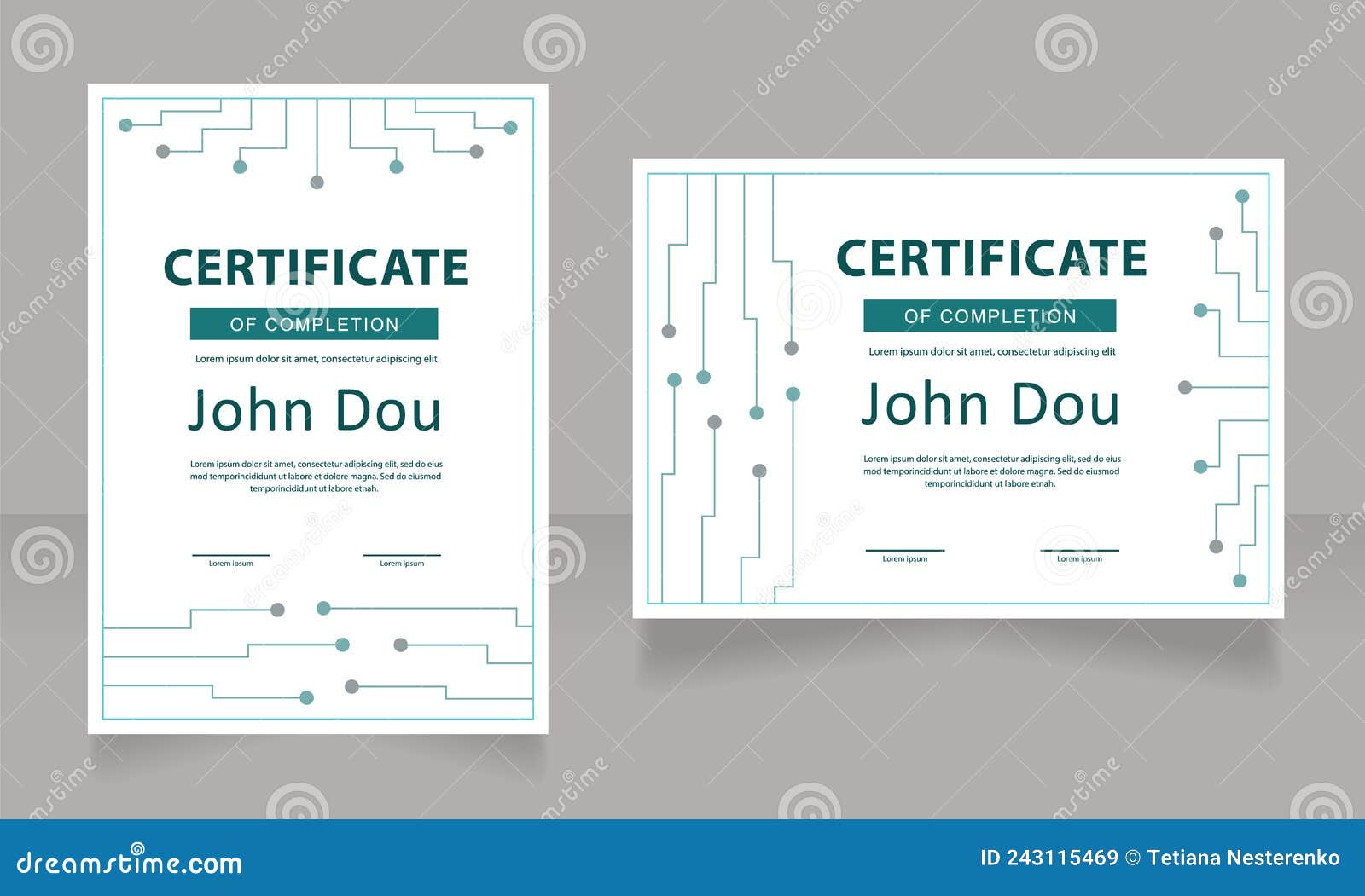 Student Certificate Design Template Set Stock Vector - Illustration of ...