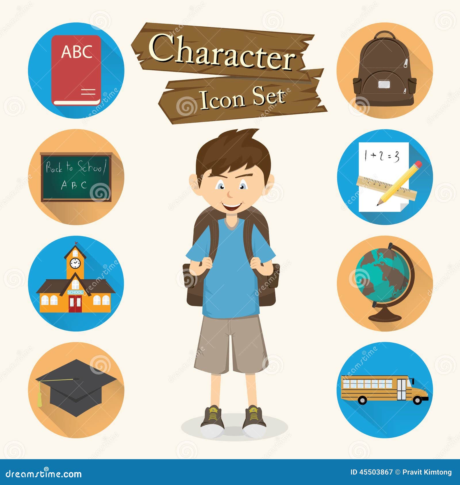 Student Character Icon Set Vector Stock Vector - Illustration of ...