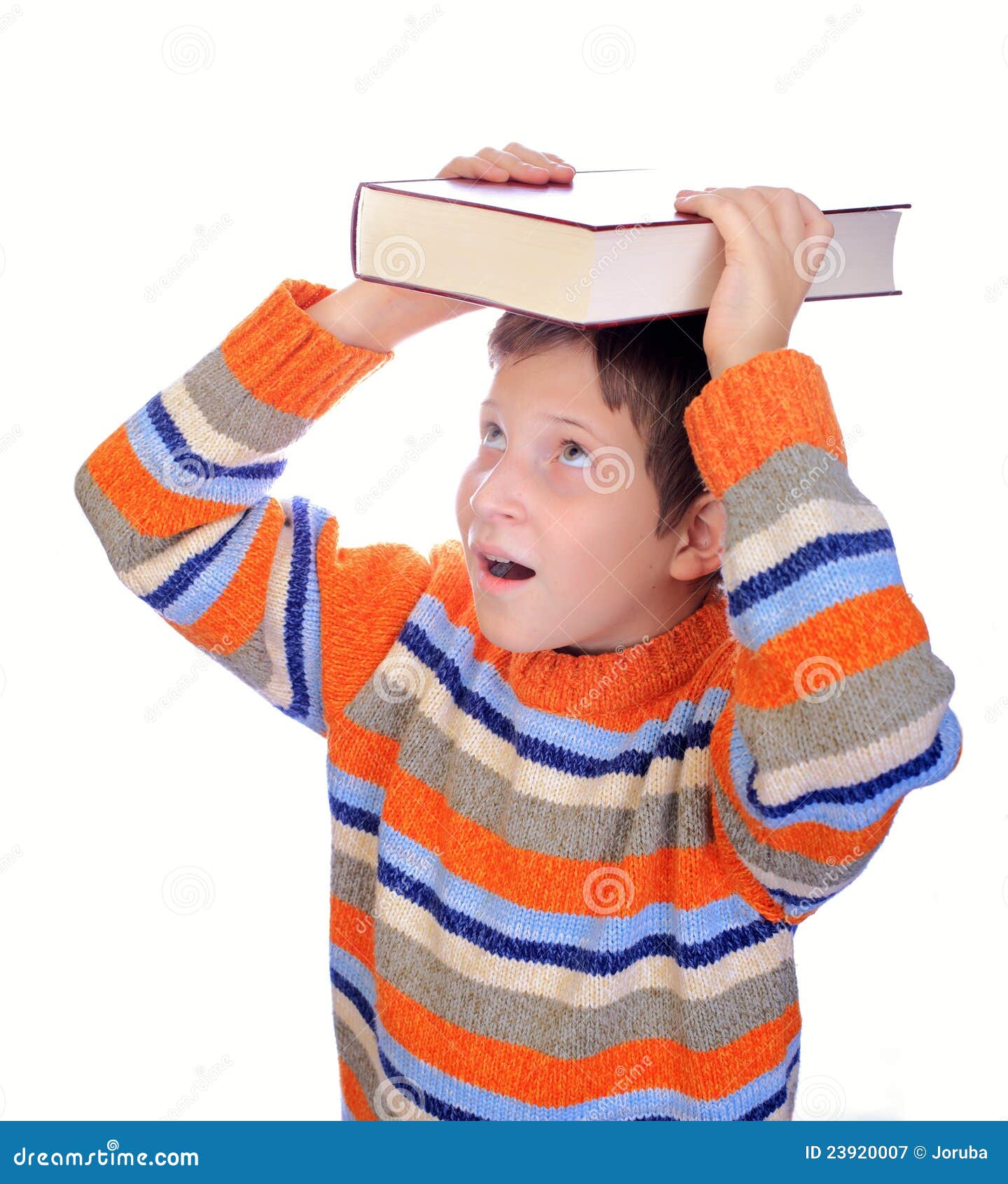 Student Child with a Book on His Head Stock Image - Image of book ...