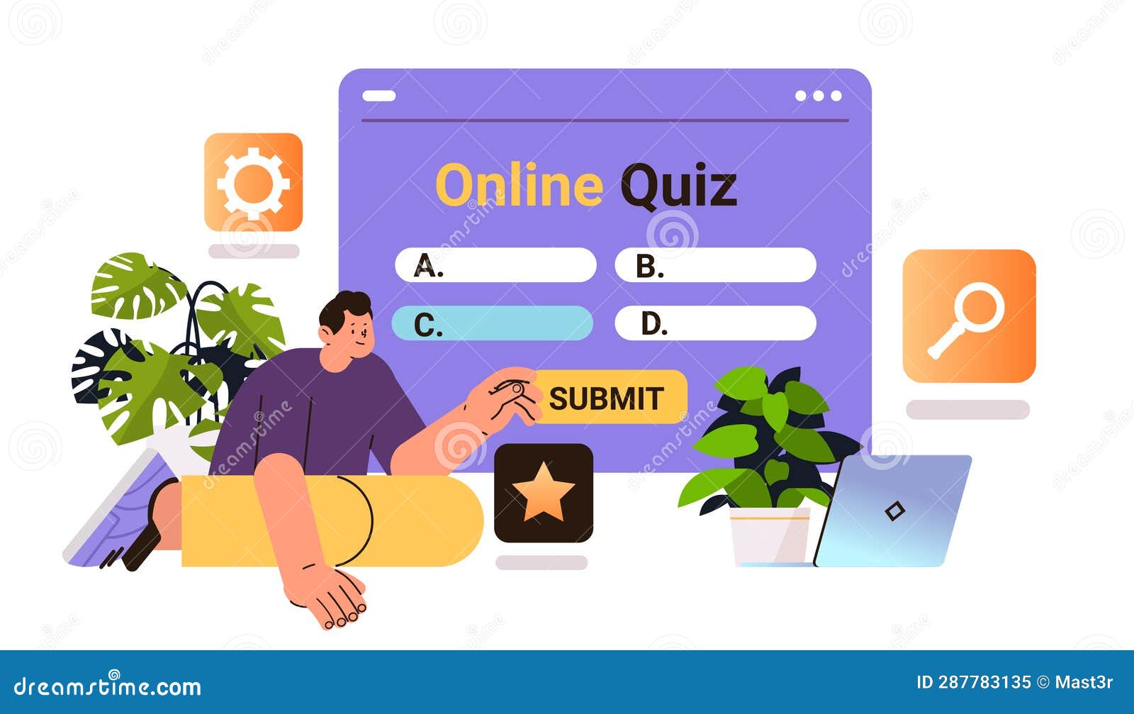 Student Chooses Correct Answer in Test Online Quiz E-learning Distance ...