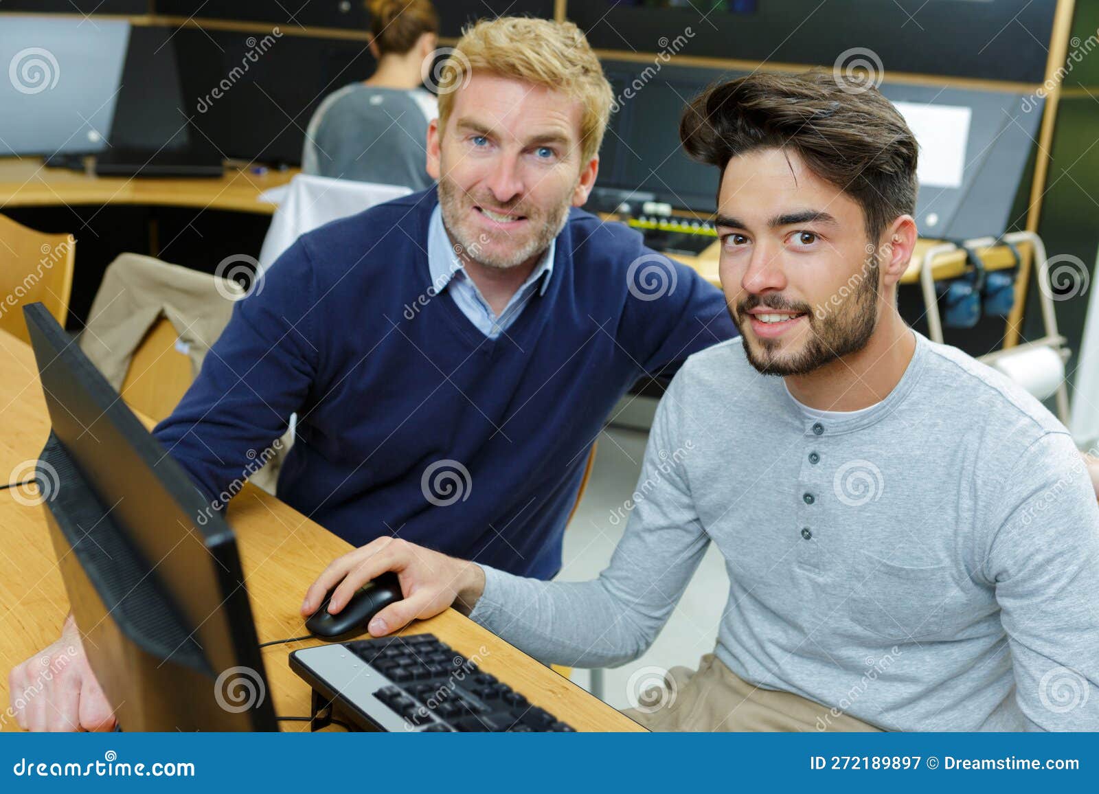 Student in Class Working on Desktop Computer Stock Image - Image of ...