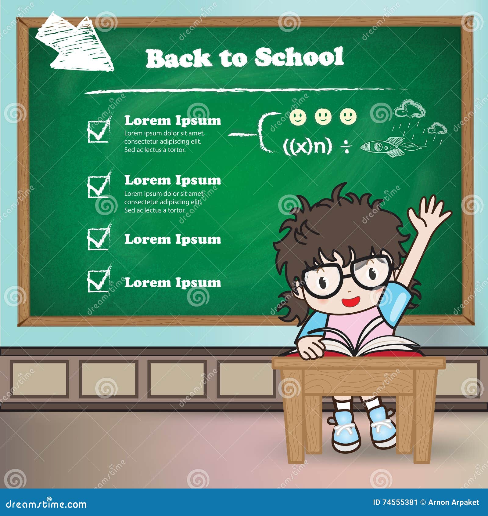 Student in a Classroom for Back To School Theme Stock Vector ...
