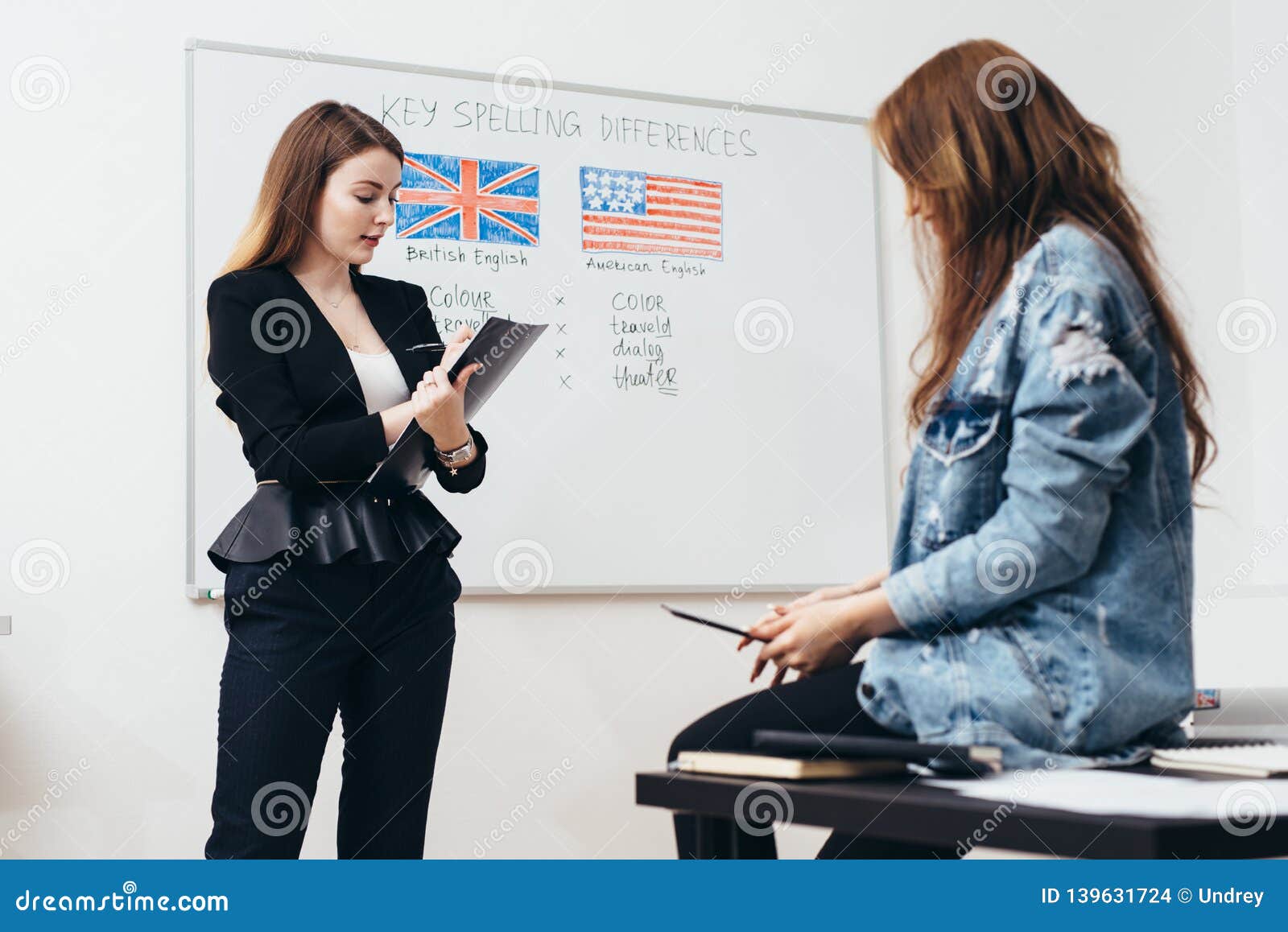 Student in Classroom, Learning Languages, Exam Preparation. Stock Photo ...