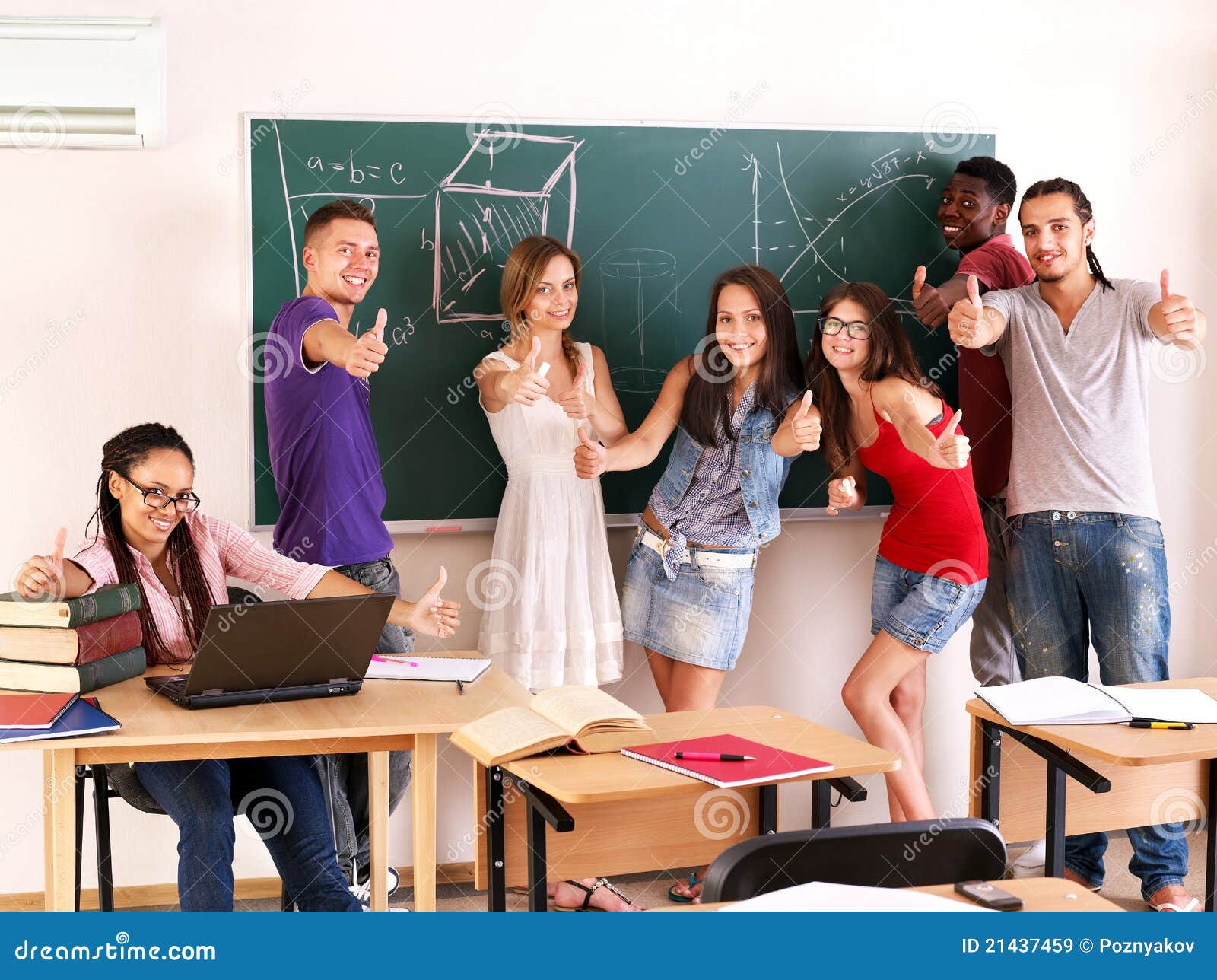 Student in Classroom Near Blackboard. Stock Image - Image of adult ...