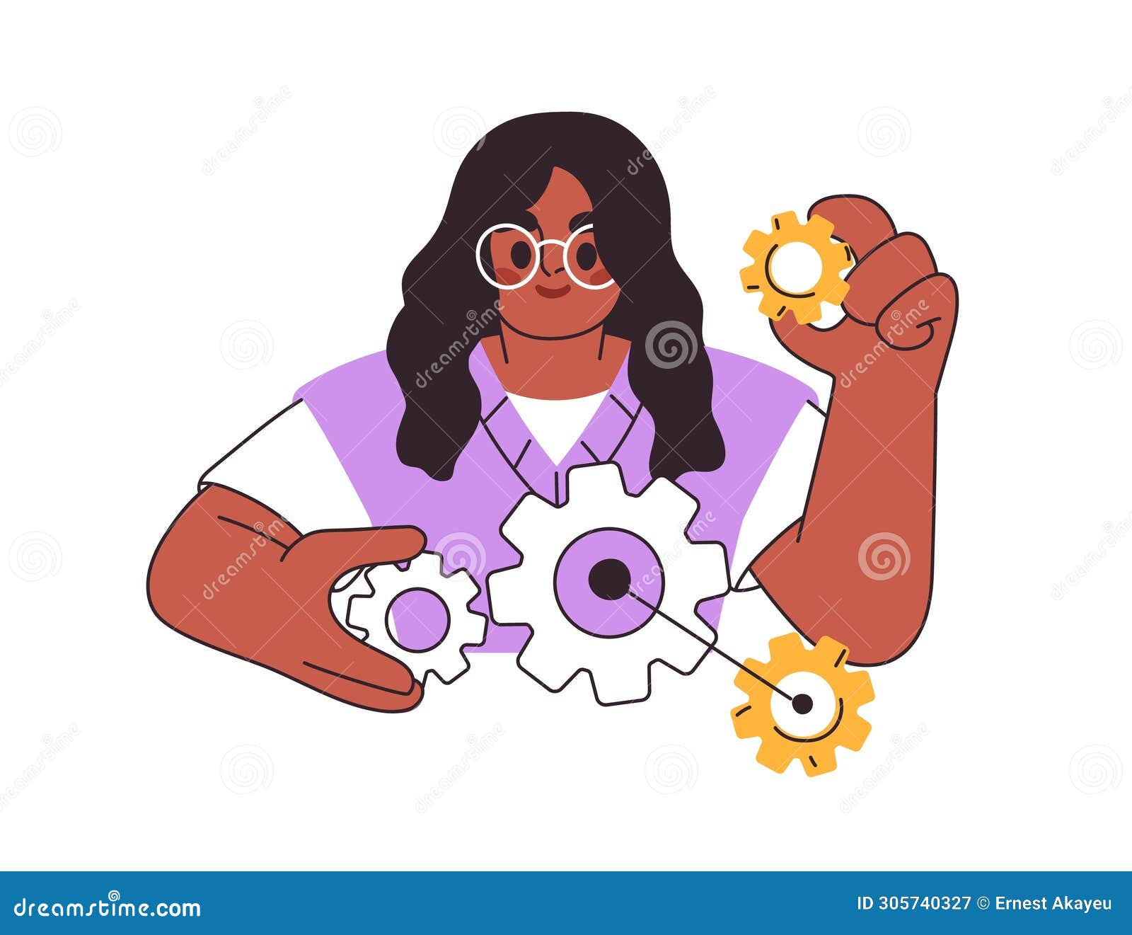 Student with Cogwheels, Gears in Hands. Girl Learner Studying, Learning ...