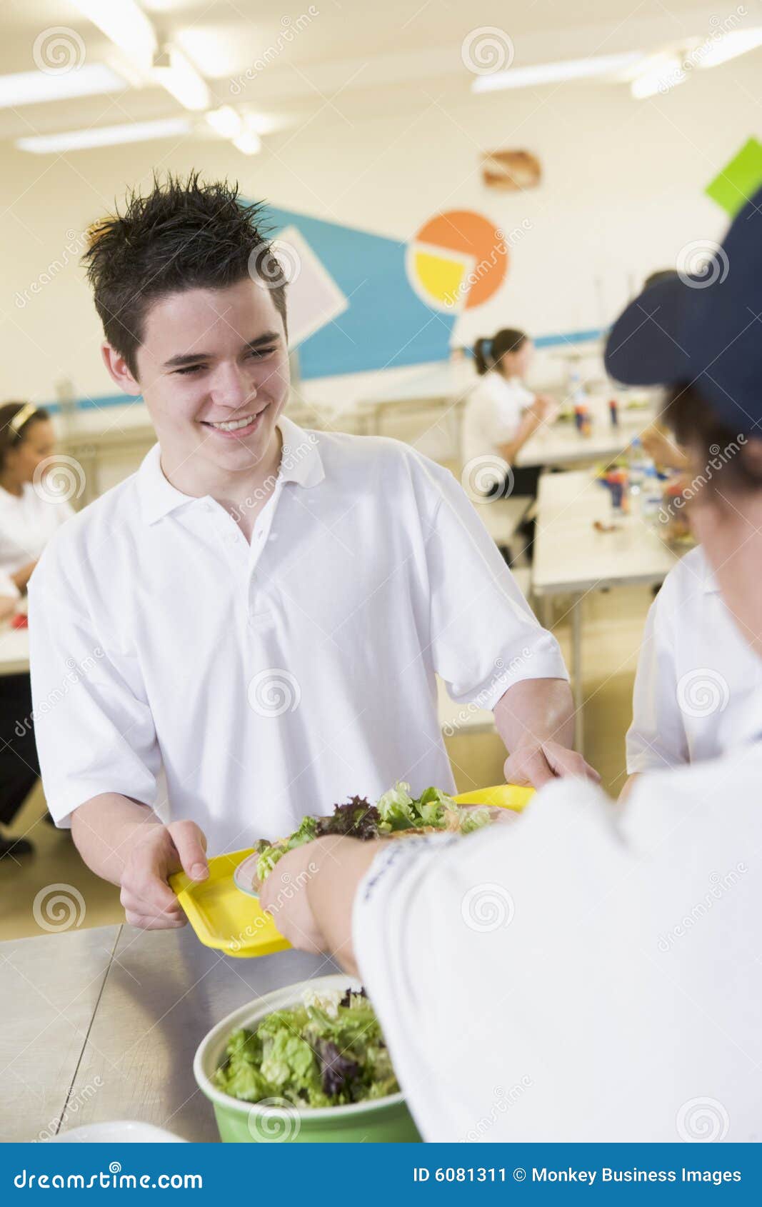 A Student Collecting Lunch in School Cafeteria Stock Image - Image of ...