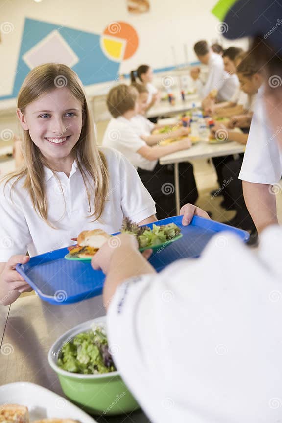 A Student Collecting Lunch in School Cafeteria Stock Photo - Image of ...