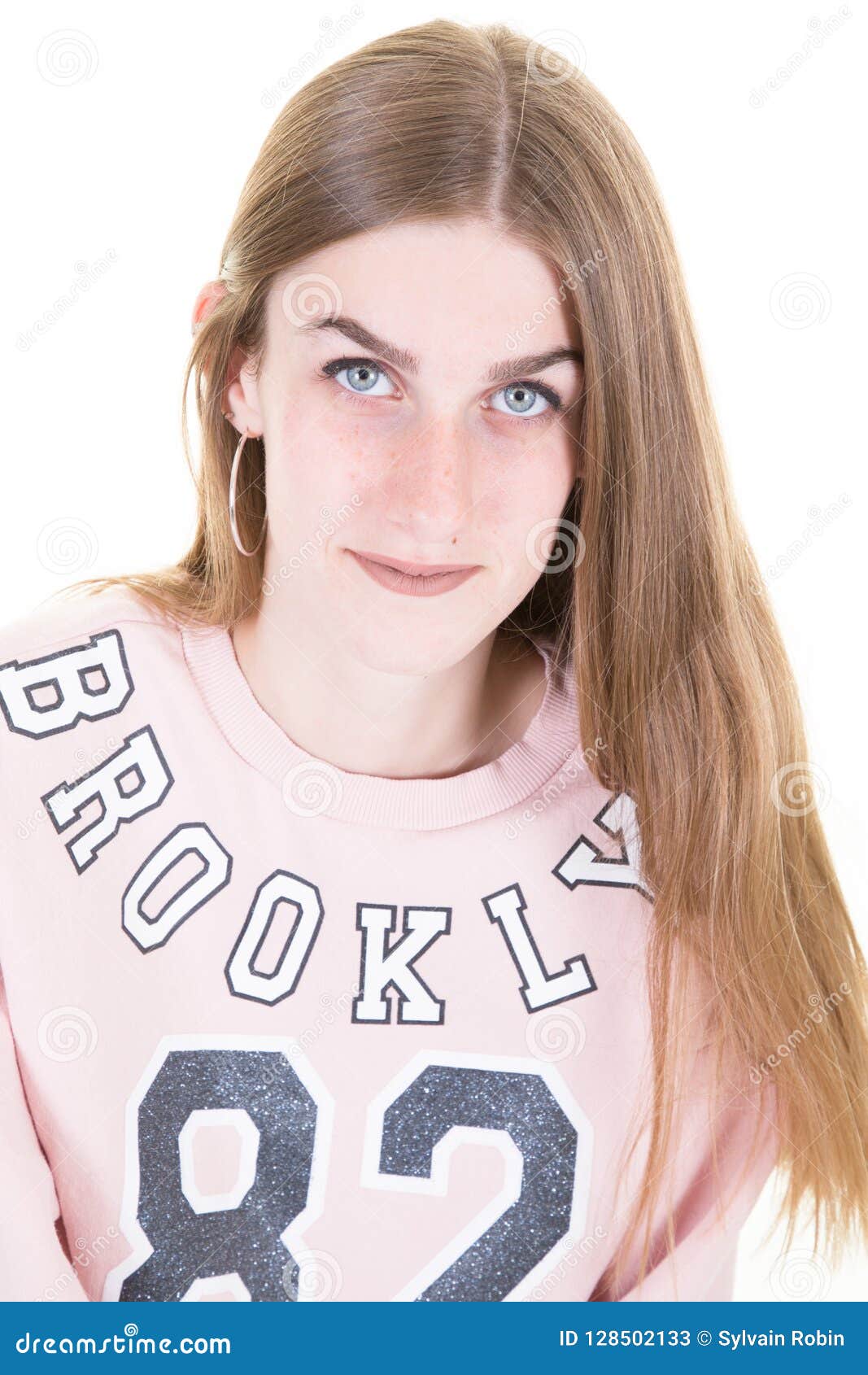 College Girl in Pink Sweater Stock Image - Image of hands, person ...