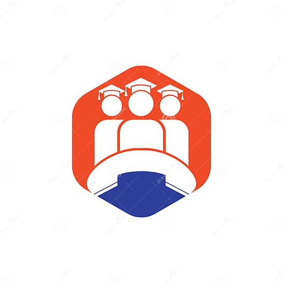 Student Call Vector Logo Design Template. Students and Handset Icon ...