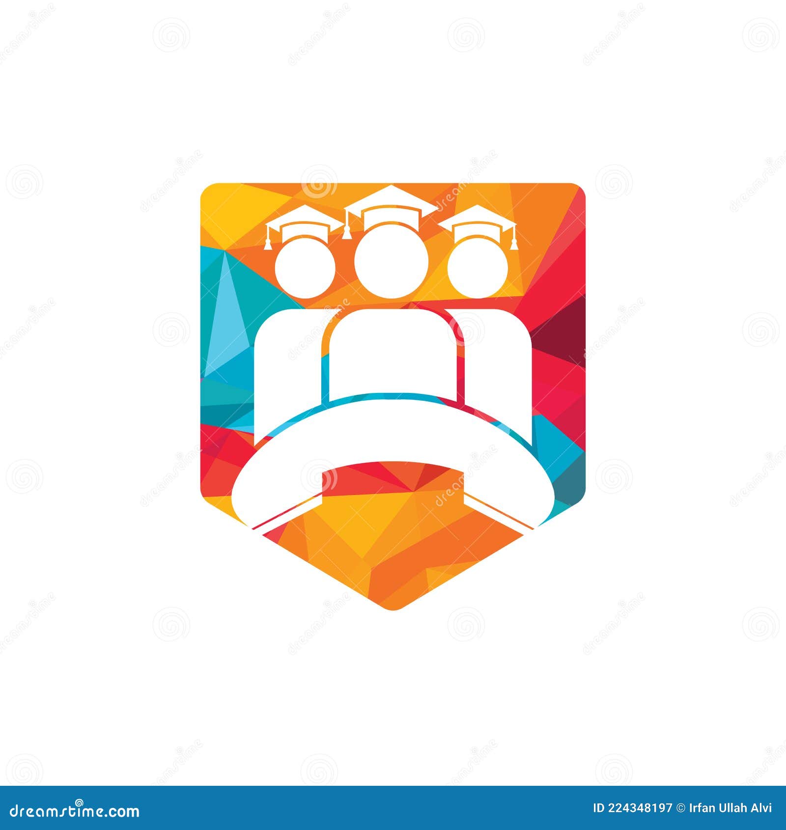 Student Call Vector Logo Design Template. Students and Handset Icon ...