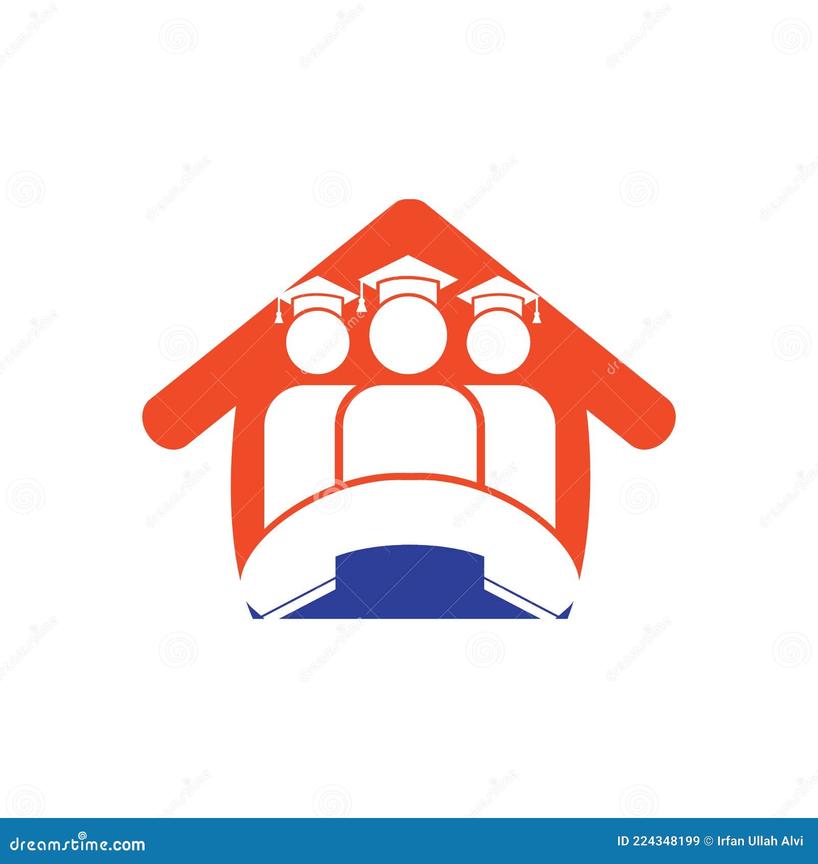 Student Call Vector Logo Design Template. Students and Handset with ...