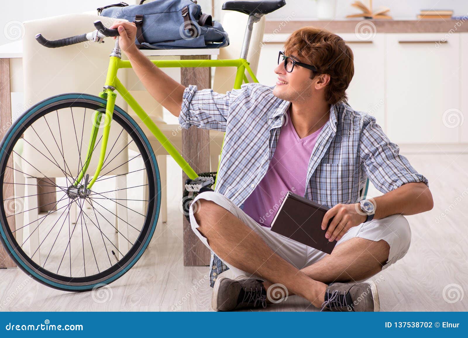 The Student Commuting To University Using Cycle Stock Photo - Image of ...