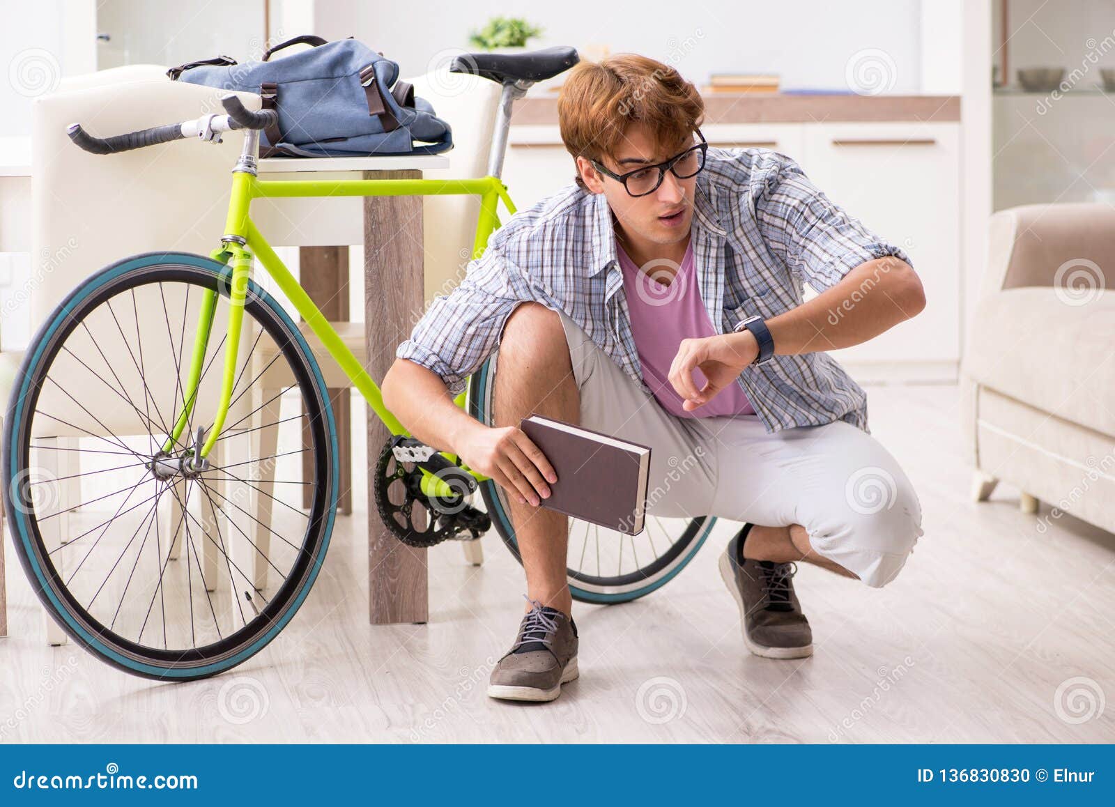 The Student Commuting To University Using Cycle Stock Photo - Image of ...