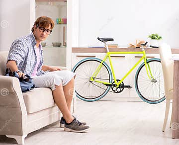 Student Commuting To University Using Cycle Stock Image - Image of ...