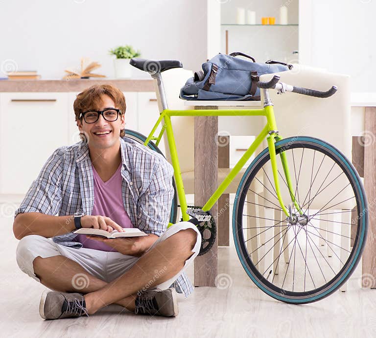 Student Commuting To University Using Cycle Stock Photo - Image of ...