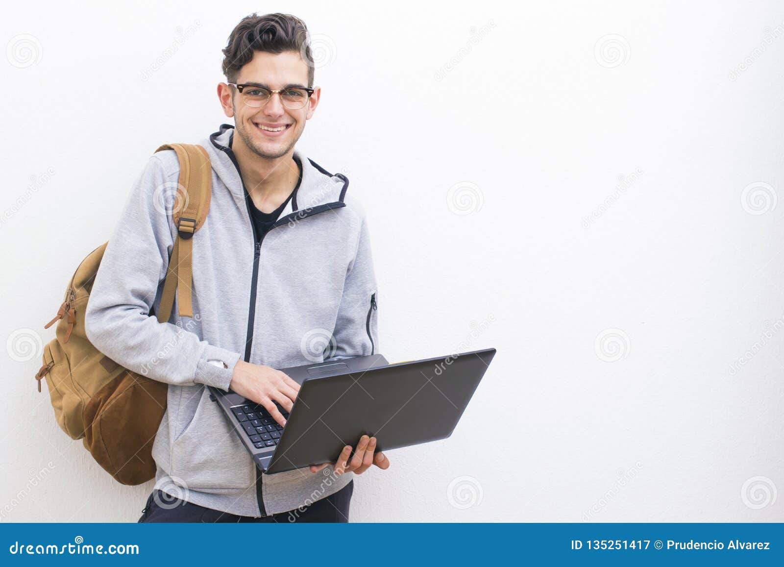 Student with the computer stock image. Image of campus - 135251417