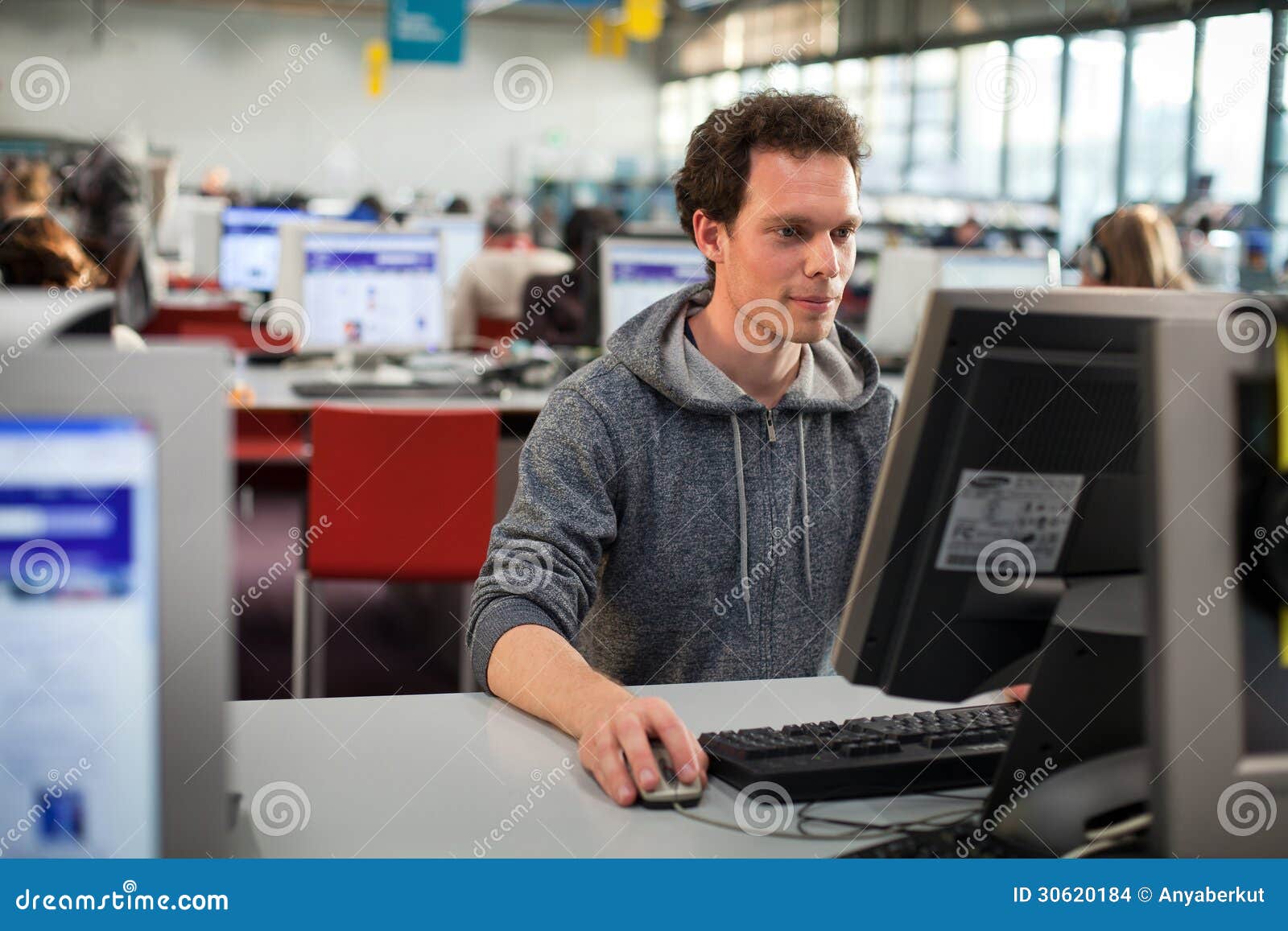 Student at the computer stock photo. Image of office - 30620184