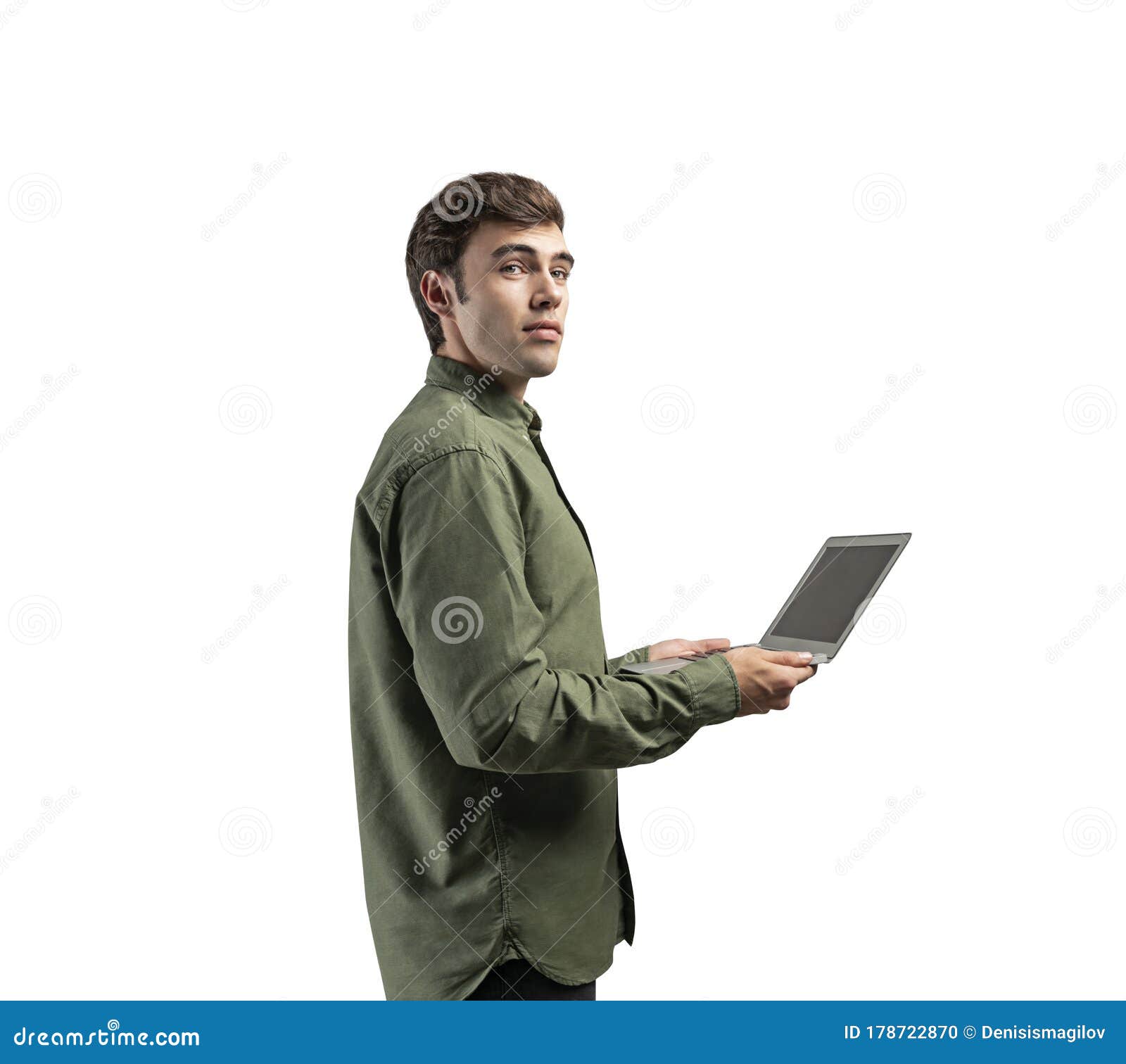 Student or Computer Guy with Laptop, Isolated Stock Photo - Image of ...