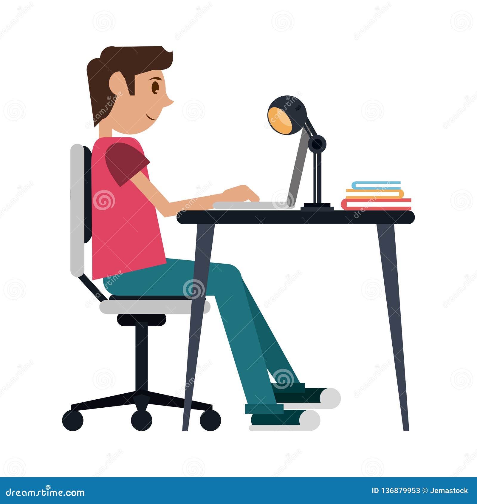 Student with computer stock vector. Illustration of education - 136879953