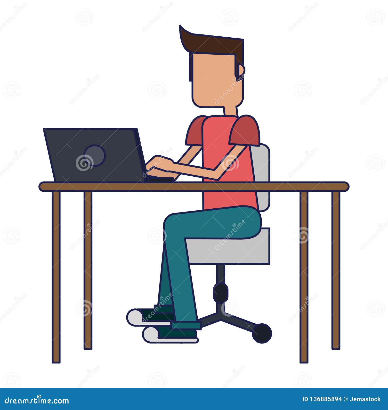 Student with computer stock vector. Illustration of connection - 136885894