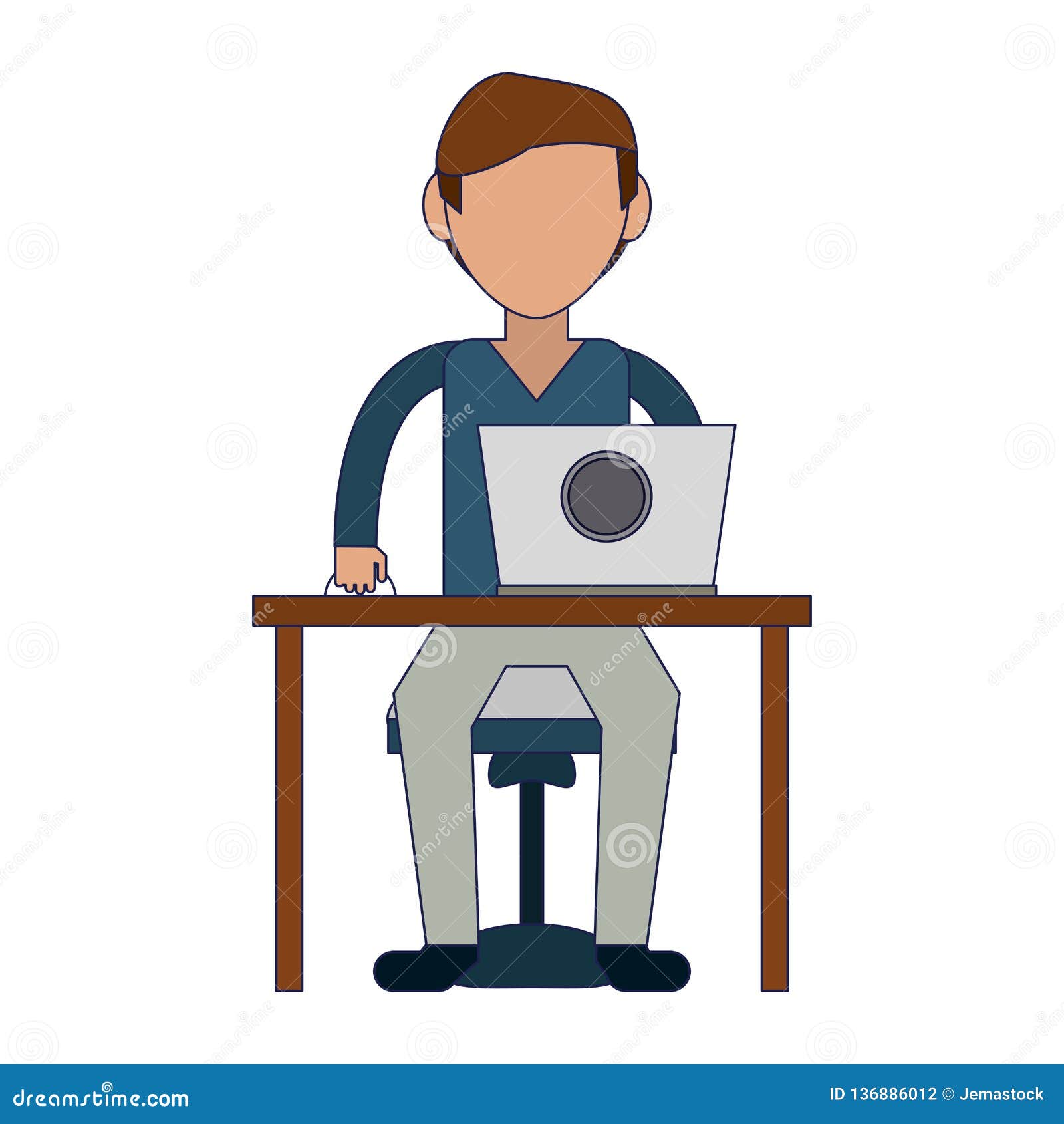 Student with computer stock vector. Illustration of internet - 136886012