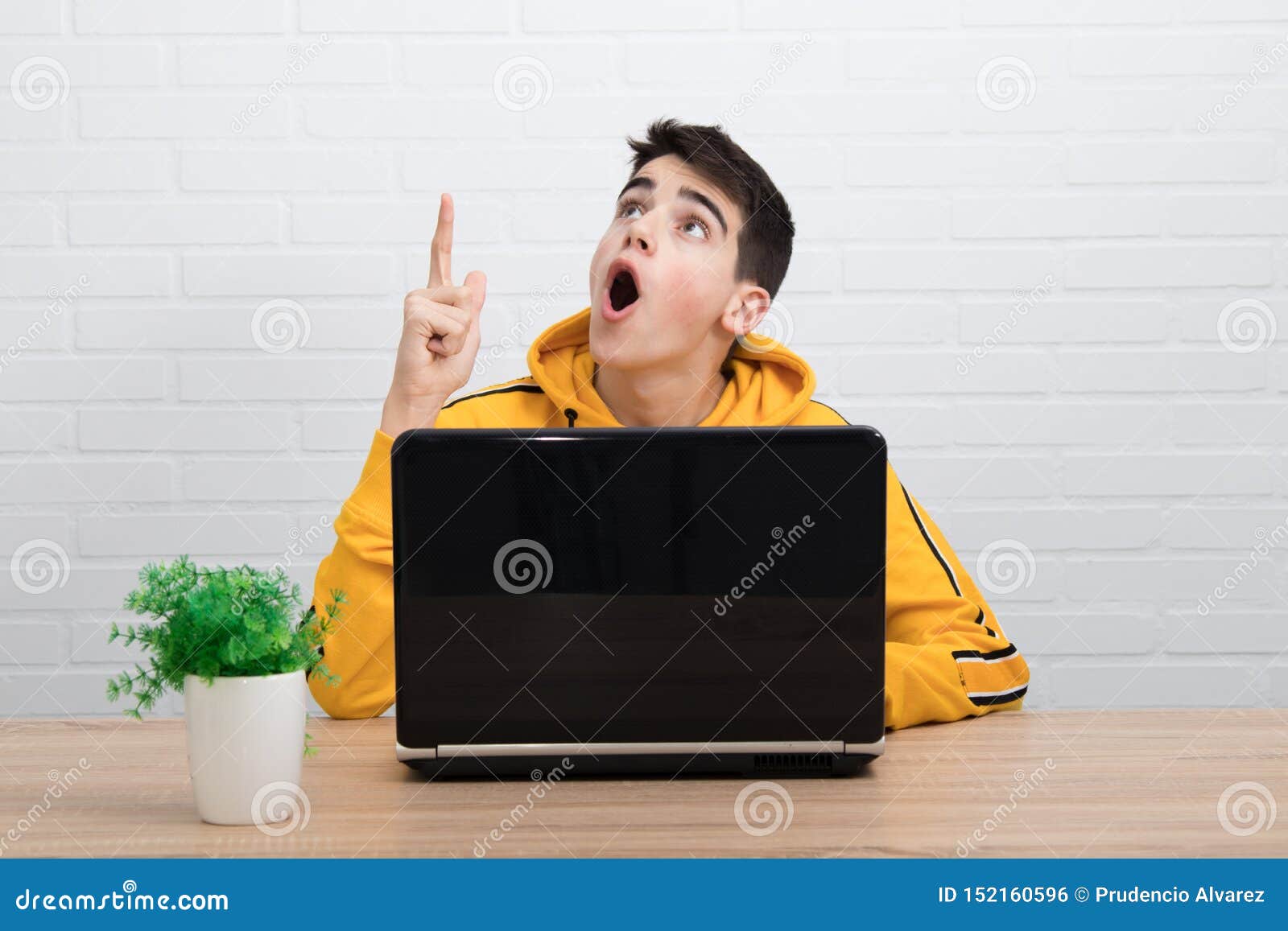 Student with Computer Pointing Finger Stock Photo - Image of modern ...