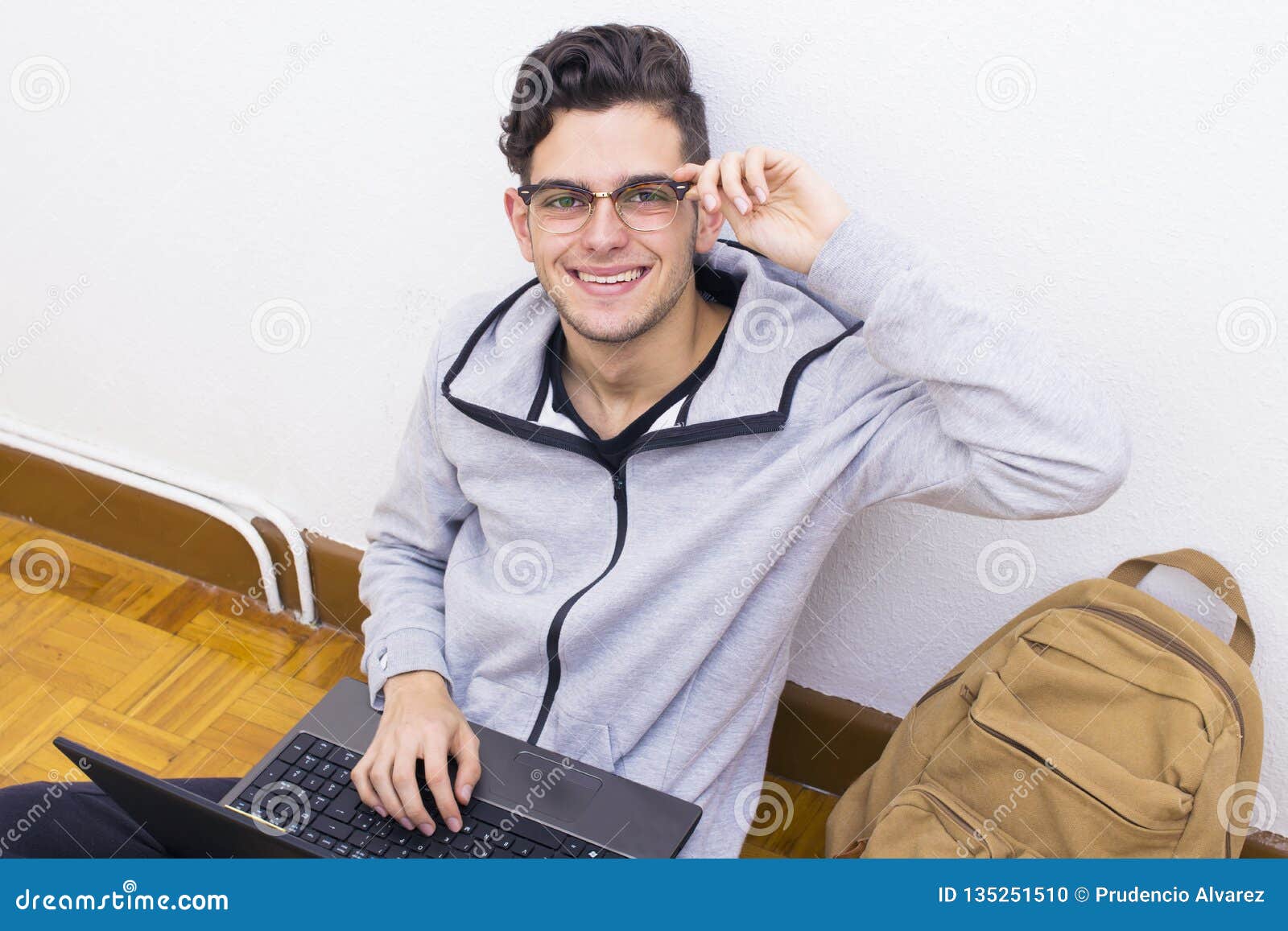 Student with the computer stock photo. Image of online - 135251510