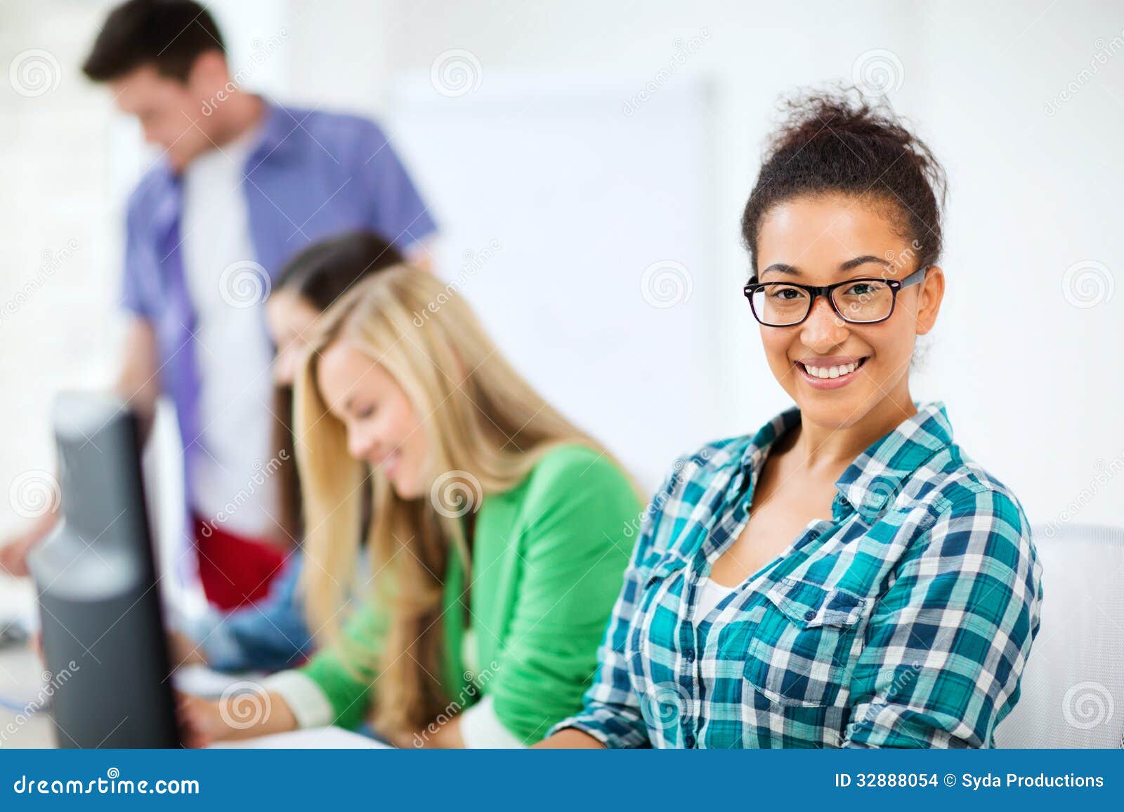 Student with Computer Studying at School Stock Photo - Image of modern ...