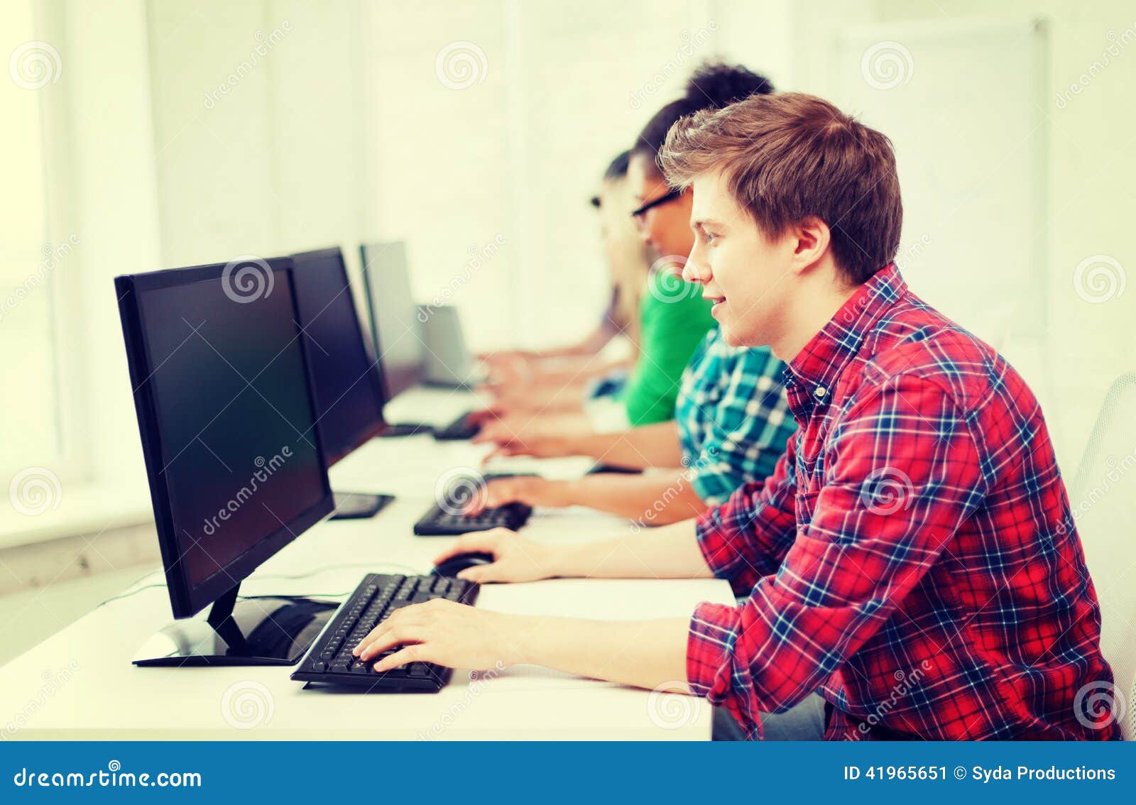 Student with Computer Studying at School Stock Image - Image of school ...