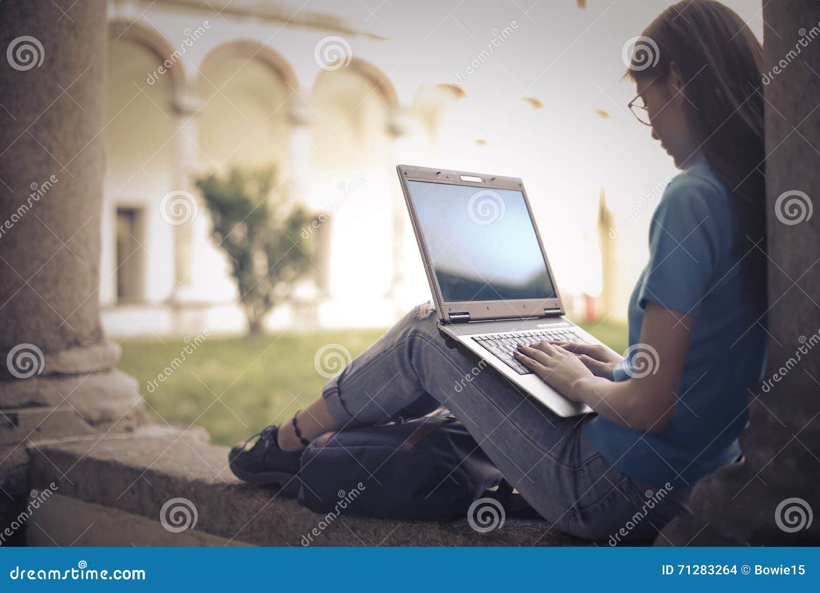 Student with computer stock photo. Image of laptop, technology - 71283264