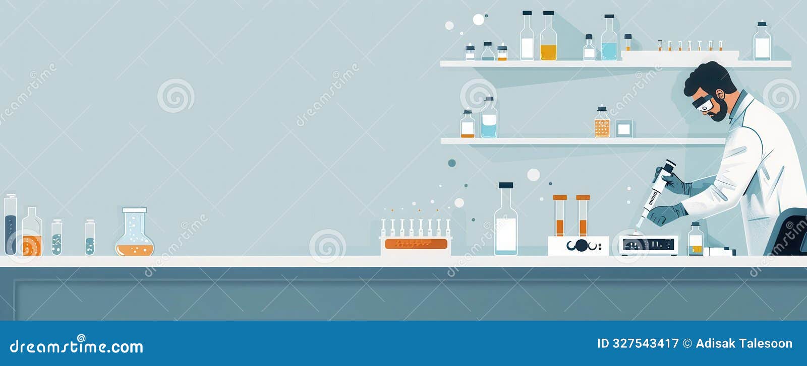 A Student Conducting an Experiment in a Science Lab Stock Illustration ...