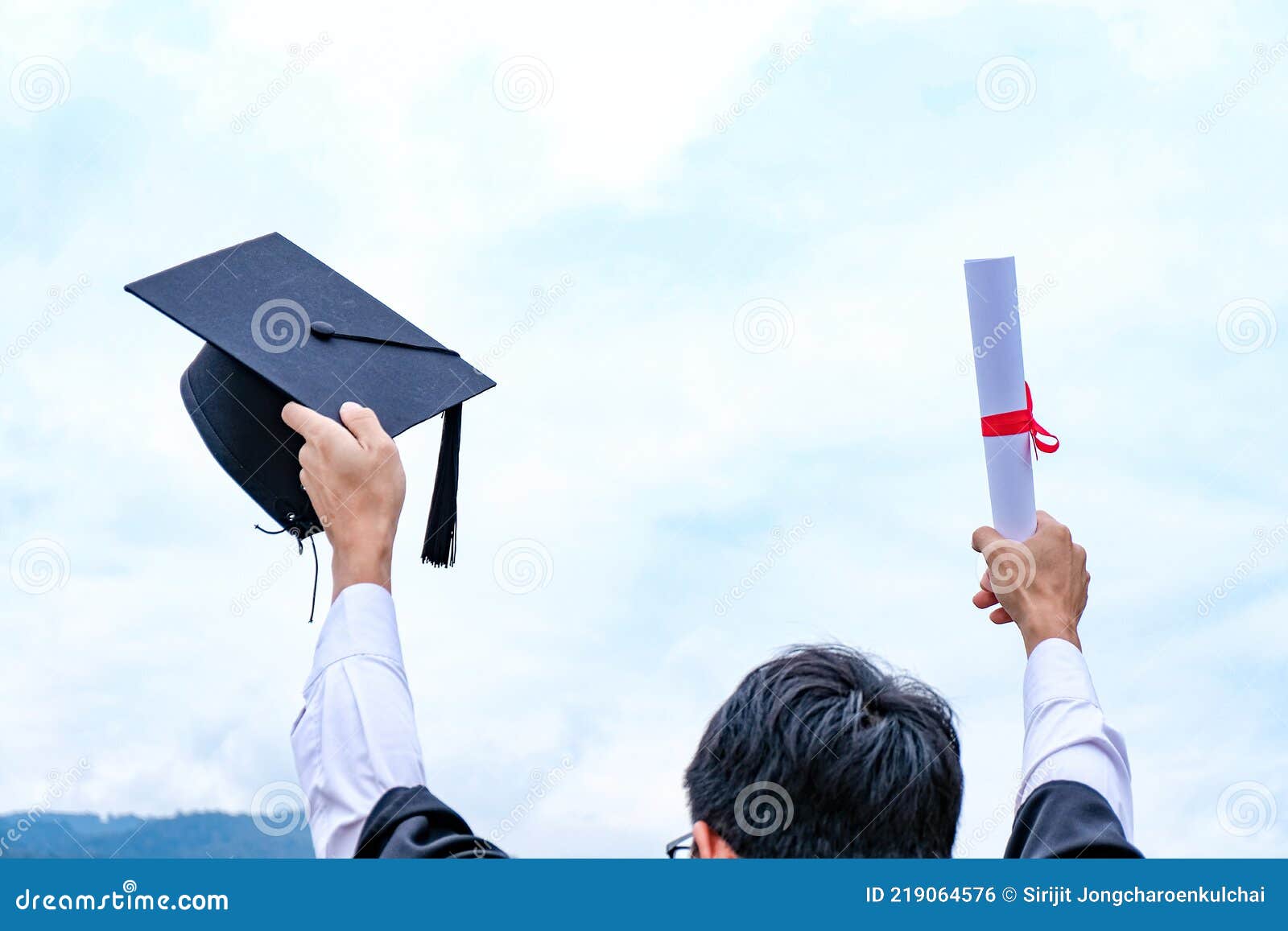 Student with Congratulations, Graduates Wearing a Graduation Gown of ...