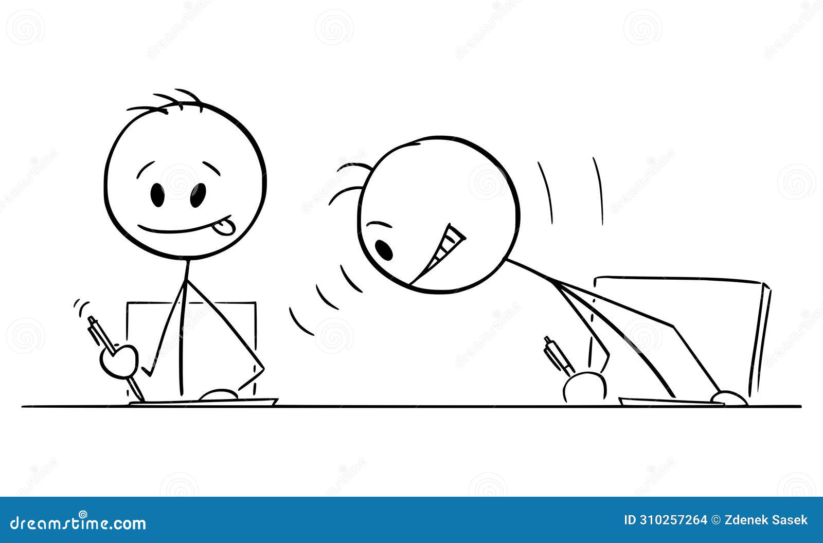Student Copying During Examination At School, Vector Cartoon Stick ... Student Copying During Examination At School, Vector Cartoon Stick ...