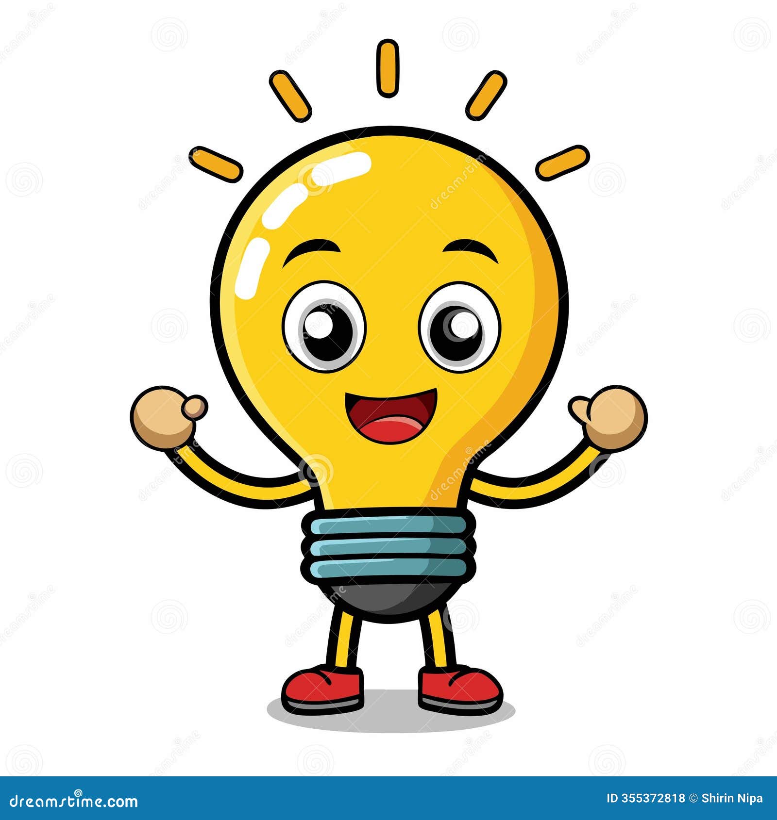 Student Cute Light Bulb Character Vector Template Design Illustration ...