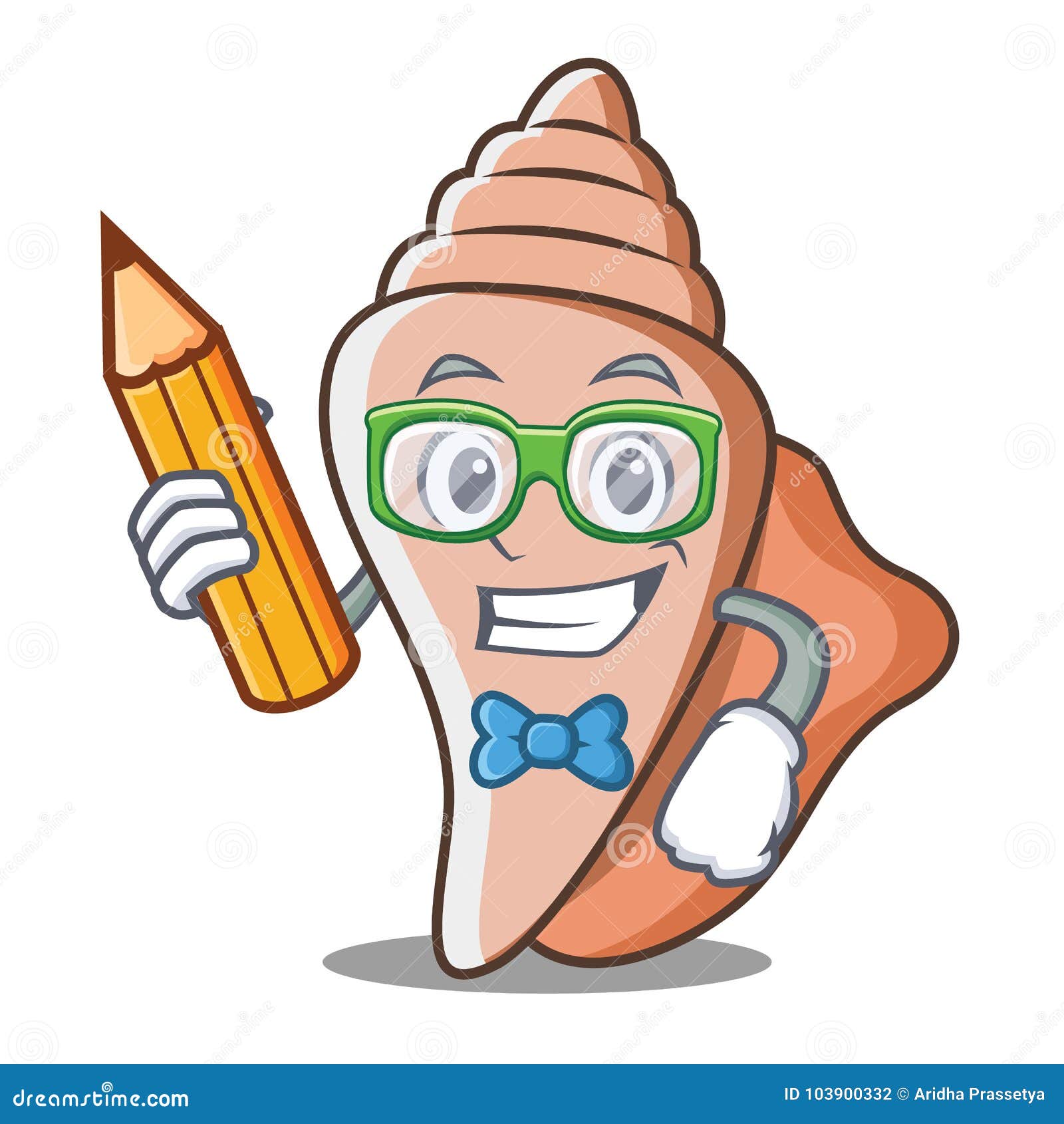 Student Cute Shell Character Cartoon Stock Vector - Illustration of ...