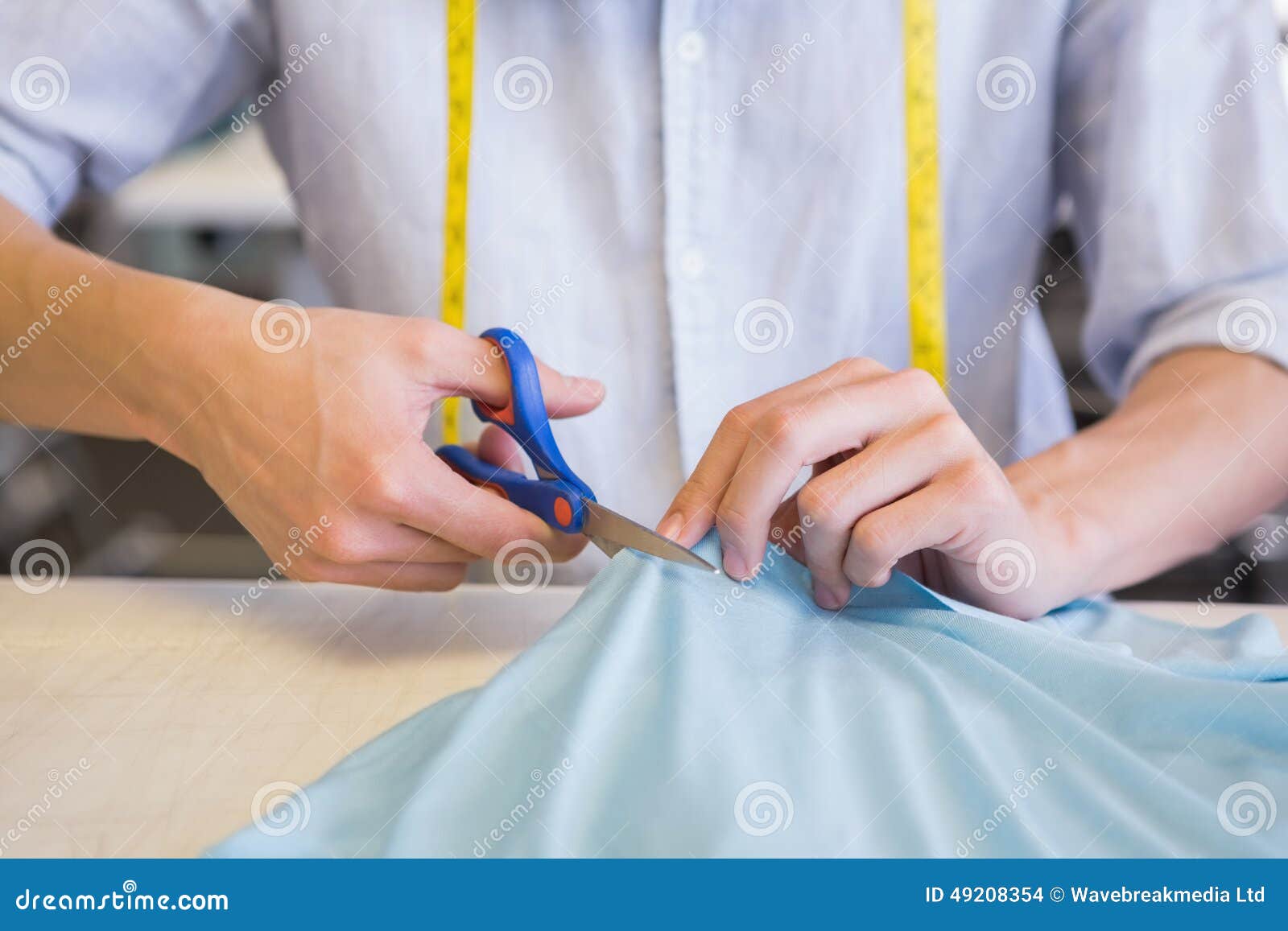 Student Cutting Fabric with Pair of Scissors Stock Photo - Image of ...